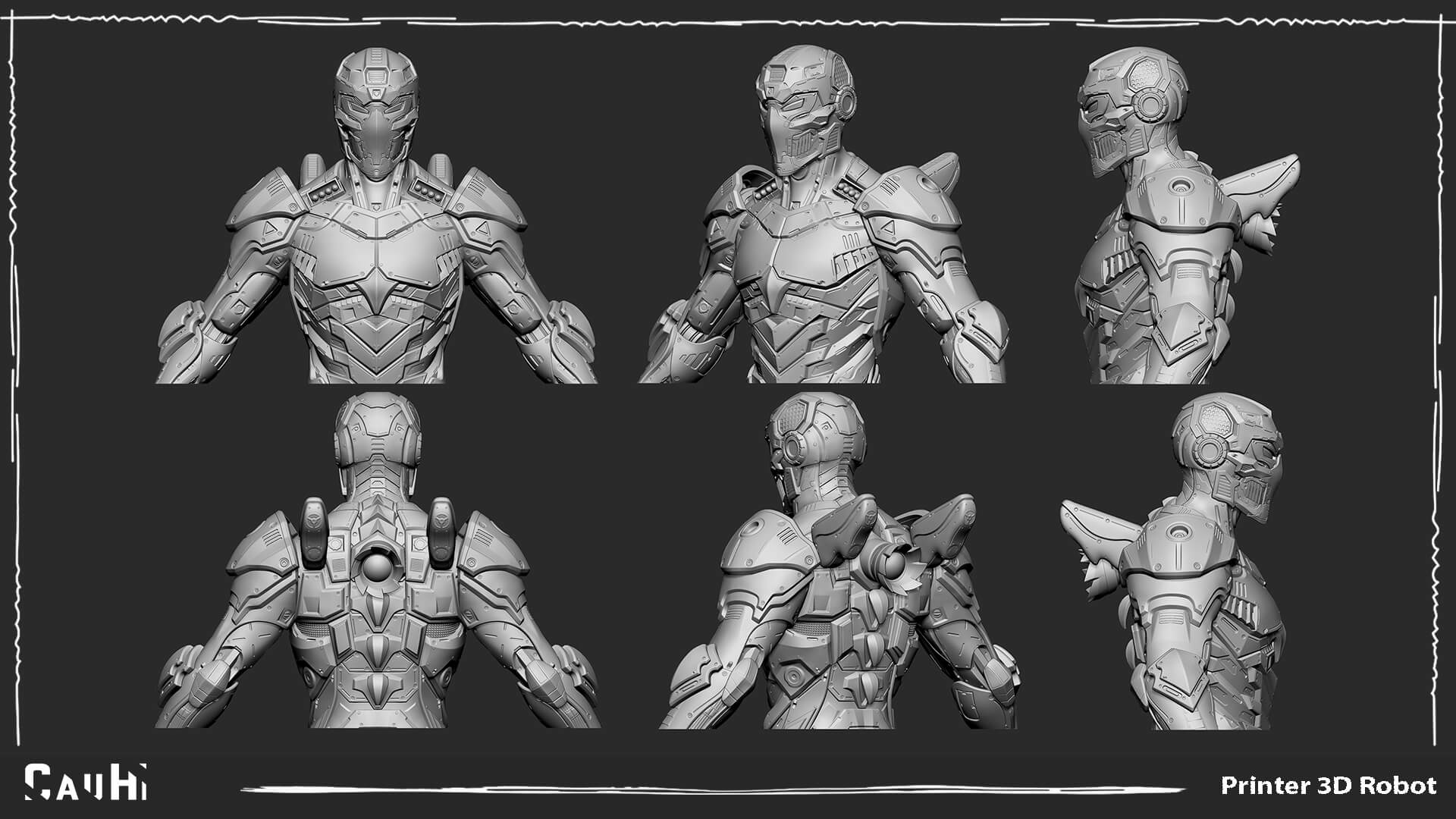 Printer 3D Stl Hard Surface Robot Sci-Fi Cyber by chitam