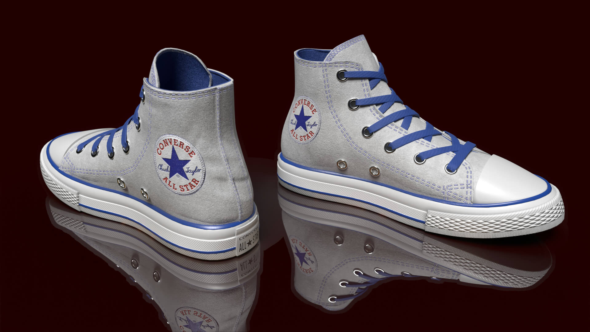 Converse Shoes - White and Blue 3D Model by chitam