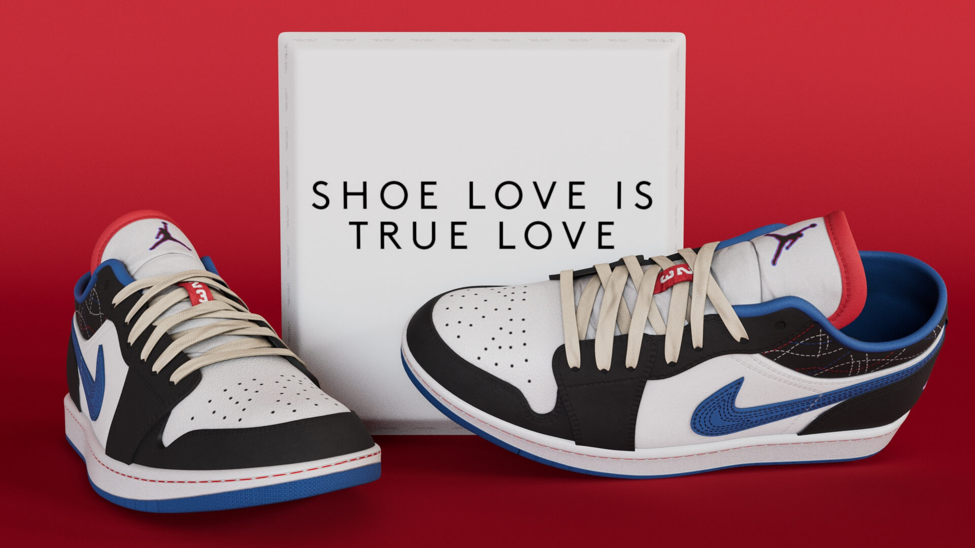 Shoes Nike Jodan Low Blue Sashiko - 3D Model by chitam