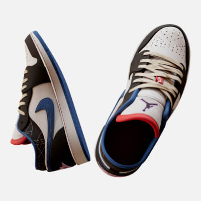 Shoes Nike Jodan Low Blue Sashiko - 3D Model by chitam