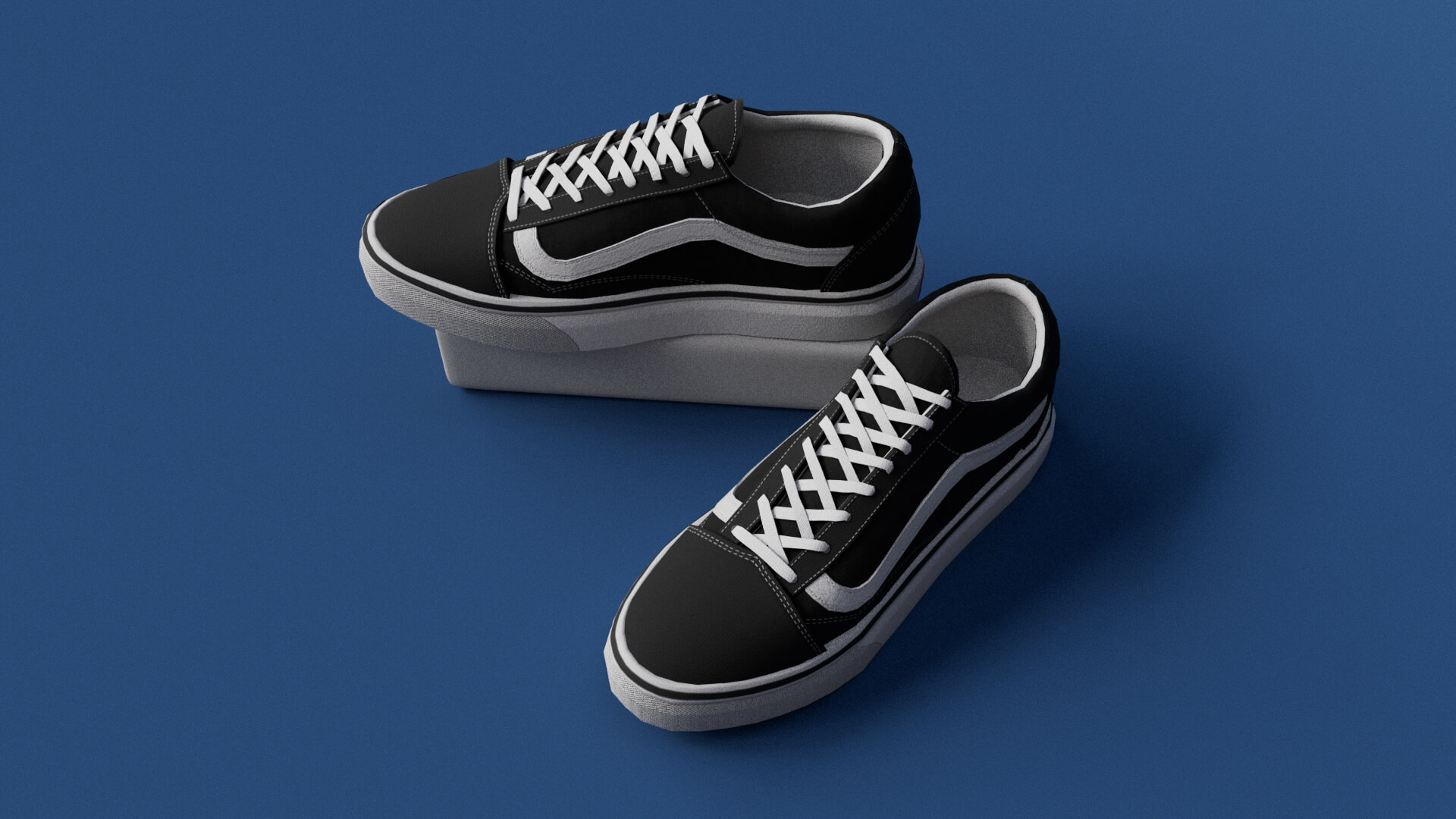 Shoes Skateboarding Black Low Poly - 3D Model by chitam