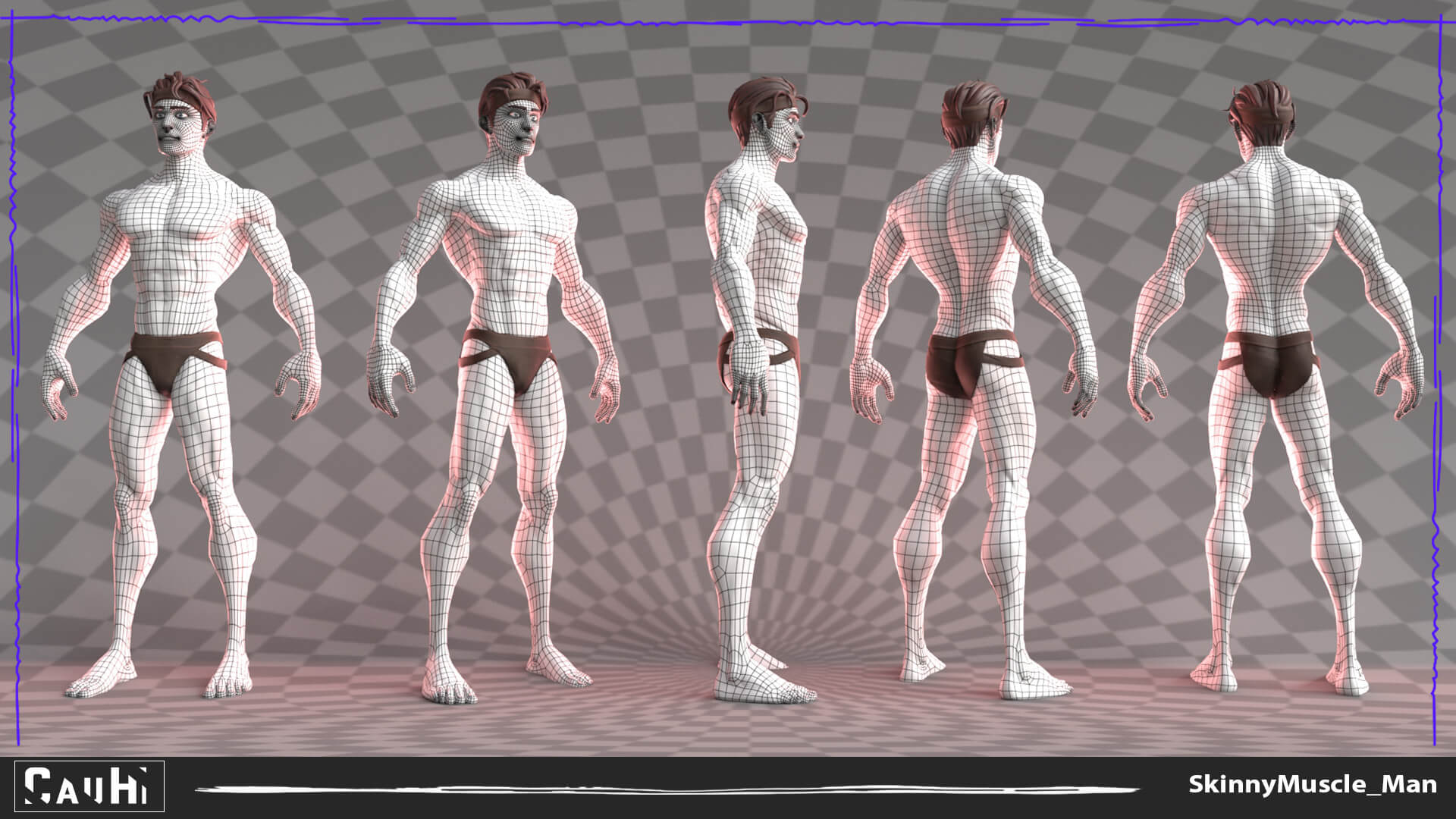 Skinny Muscle Man Low Poly 3D Model by chitam