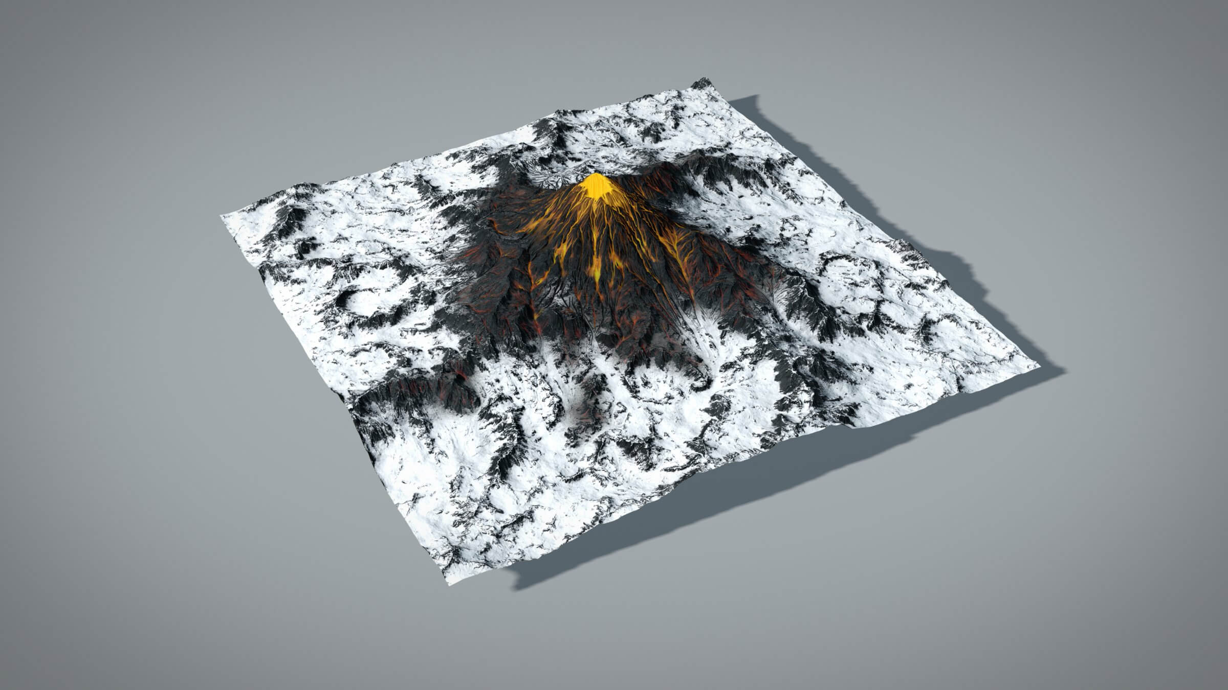 Volcano with Summer and Winter Textures - 3D Model by ChrisCGmatum