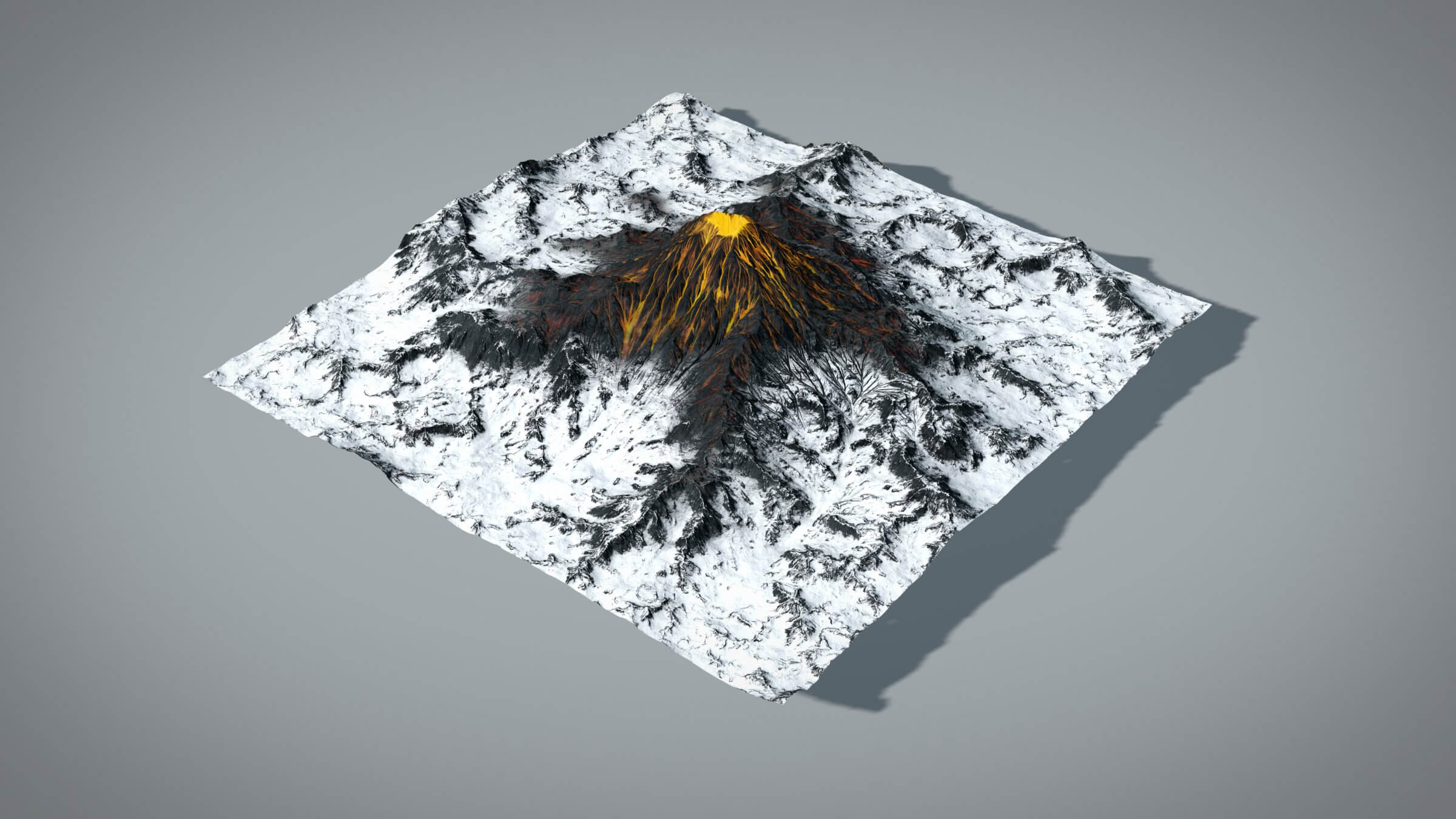 Volcano with Summer and Winter Textures - 3D Model by ChrisCGmatum