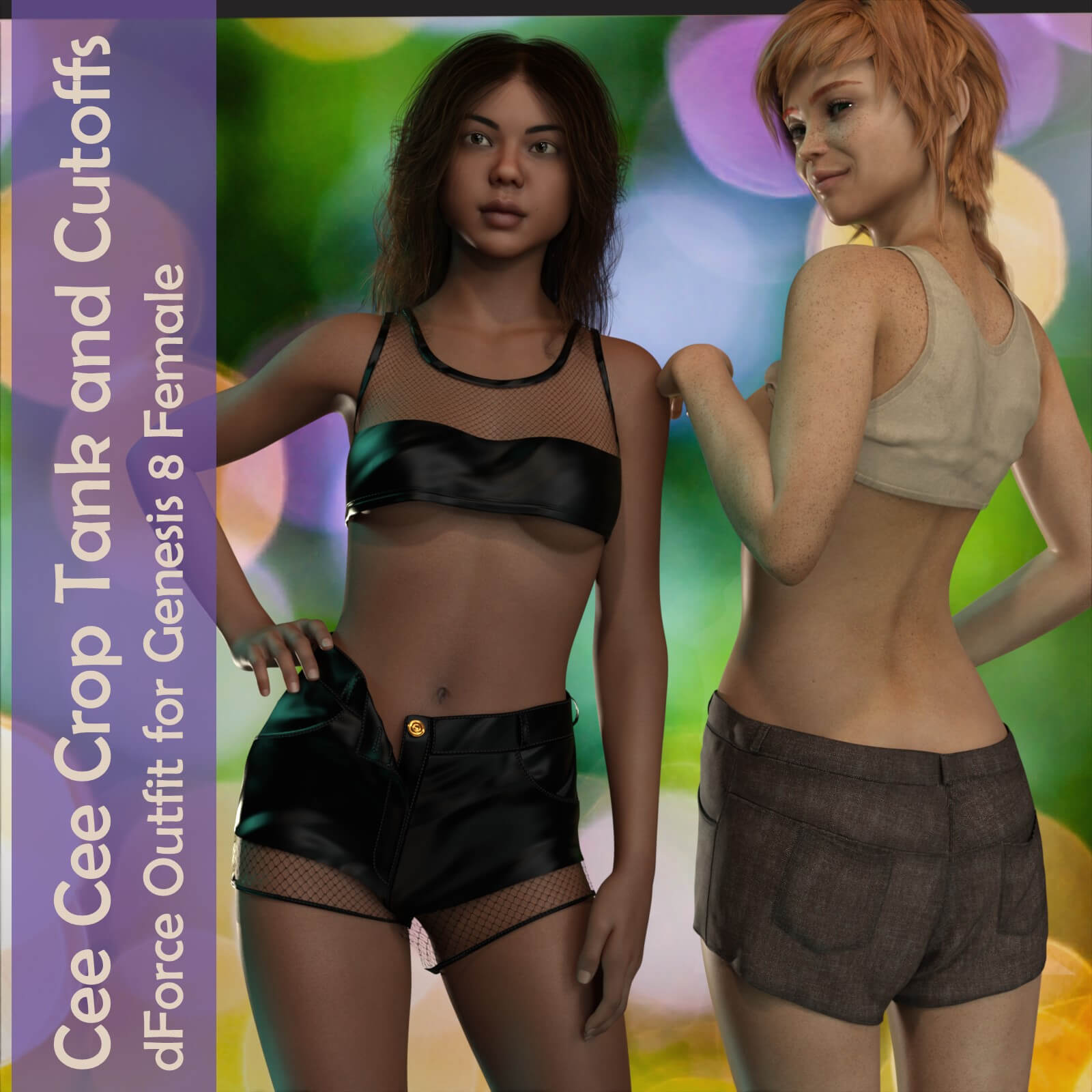 Cee Cee Basics 01 - dForce Cropped Tank and Cutoffs for G8F Daz Content by chriscox