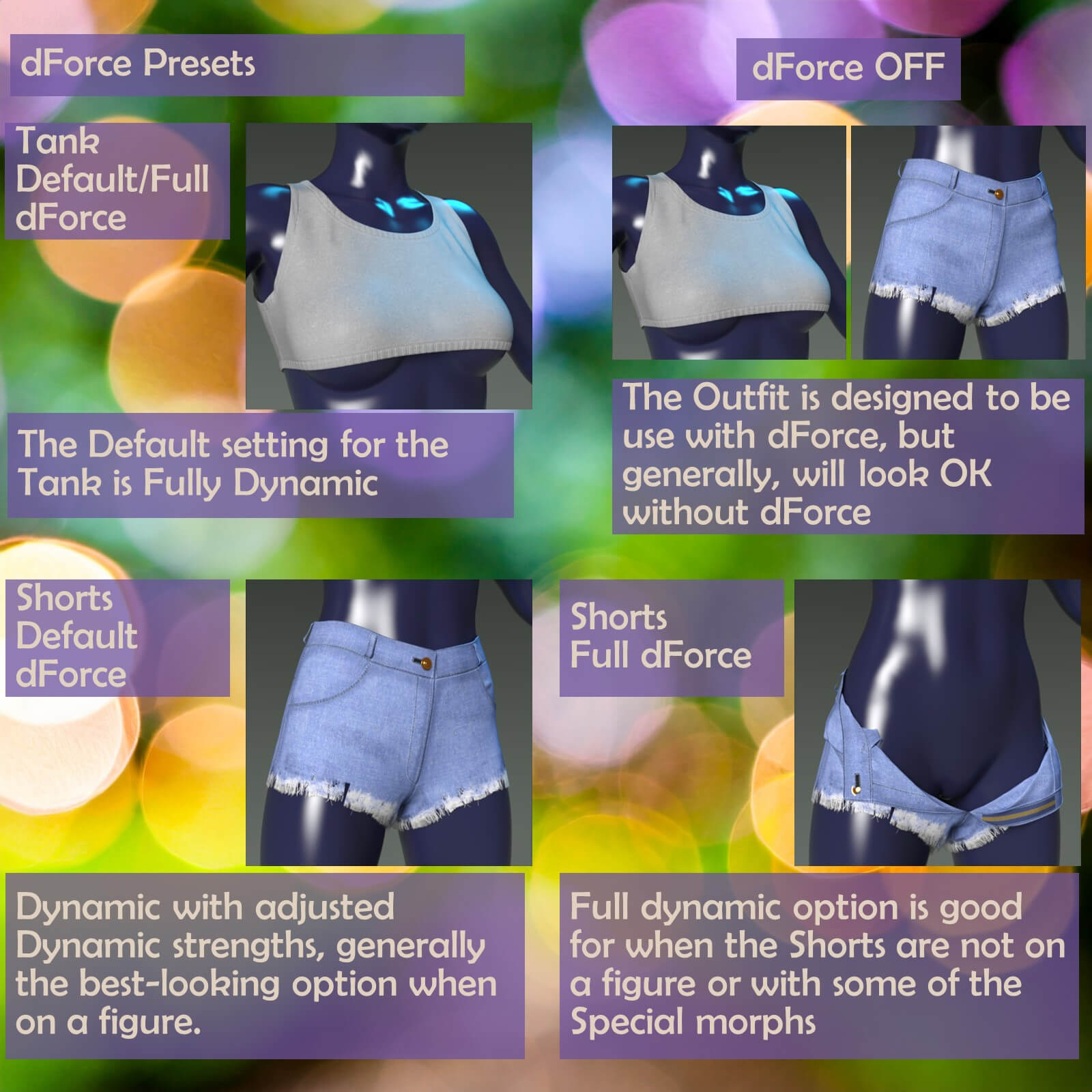 Cee Cee Basics 01 - dForce Cropped Tank and Cutoffs for G8F Daz Content by chriscox