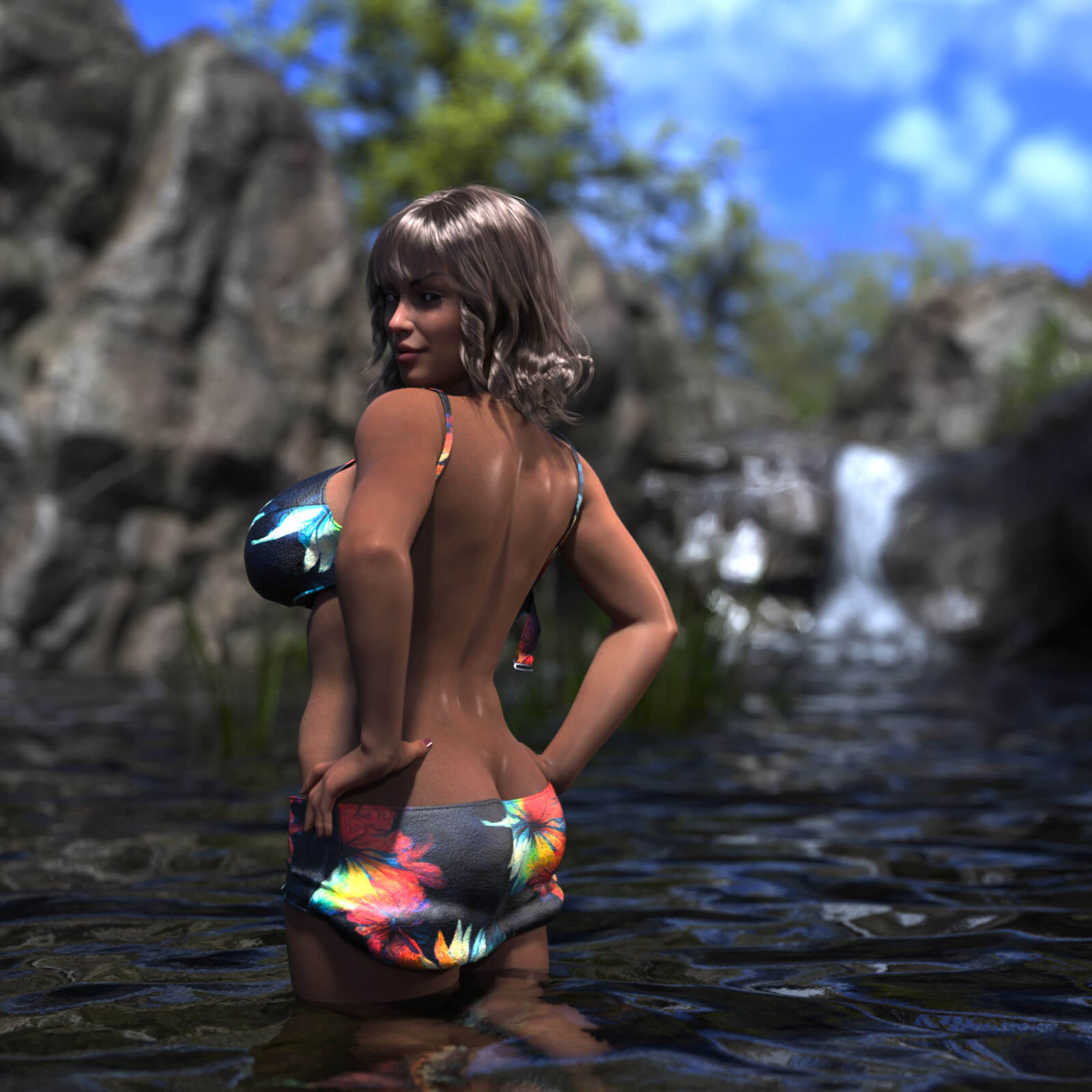 Pinky wearing the Annette Bikini 3D Render by chriscox