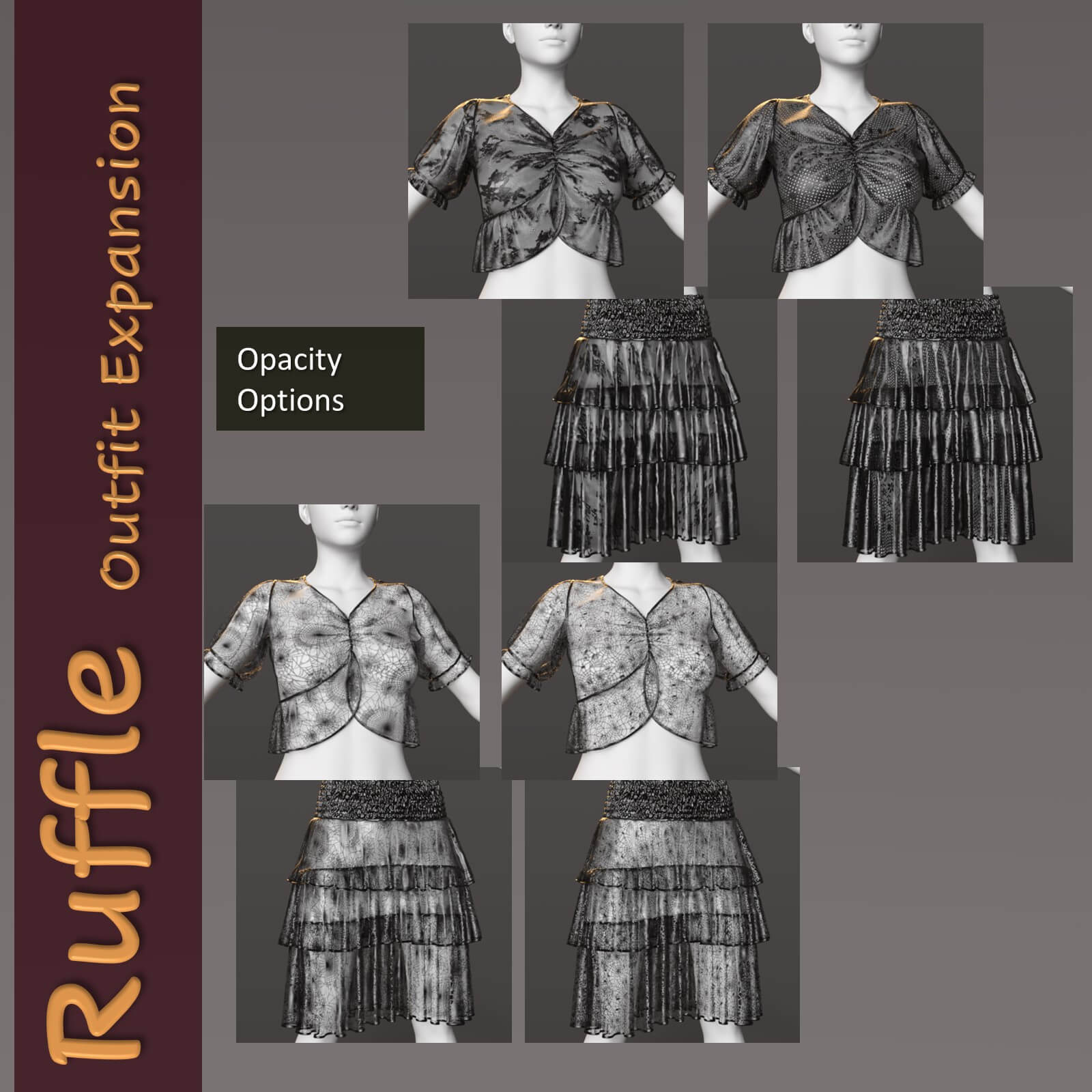 Ruffle Outfit Shader Expansions - Free Add-On Free Daz Content by chriscox