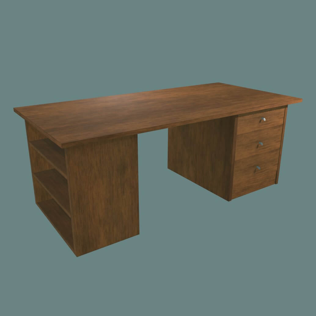 Wood Desk - 3D Model by ChrispyCream