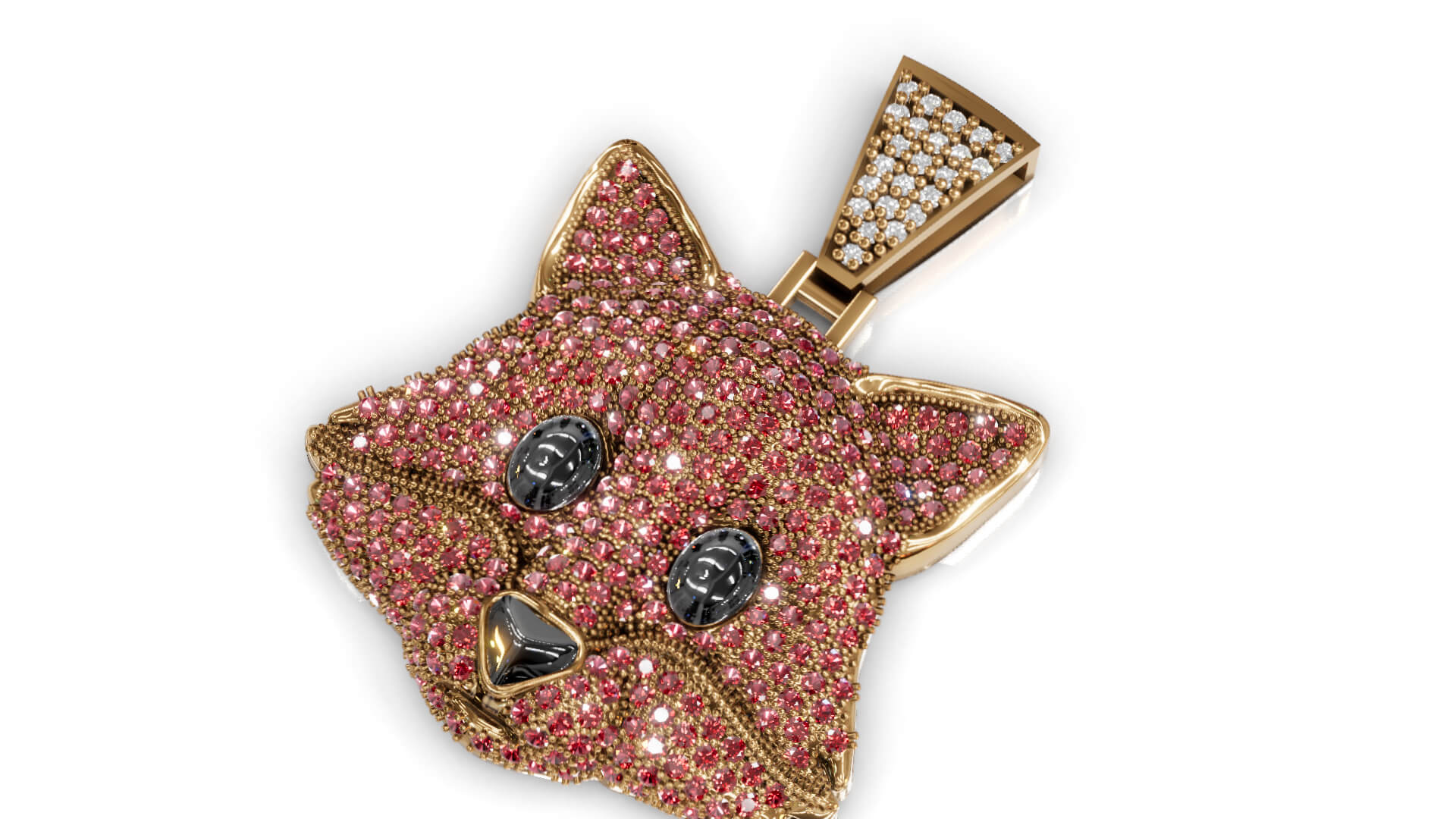 Fox Diamond Pave Pendant - 3D Model by christina3d