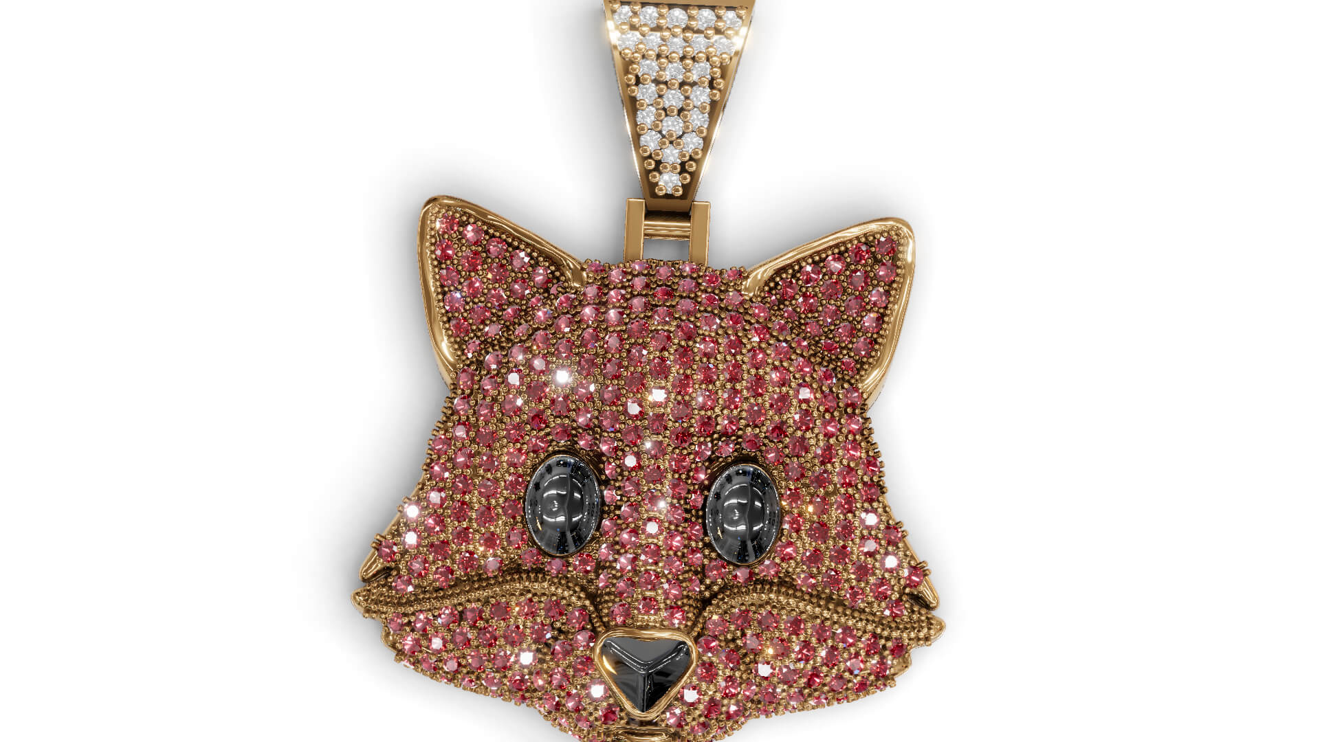 Fox Diamond Pave Pendant - 3D Model by christina3d