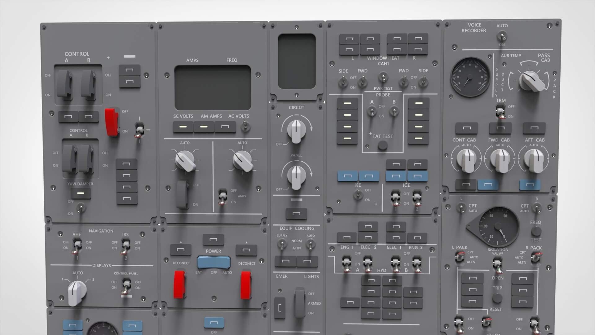 Dashboard 3 Control Panel With Buttons and Knobs - 3D Model by Chtazi