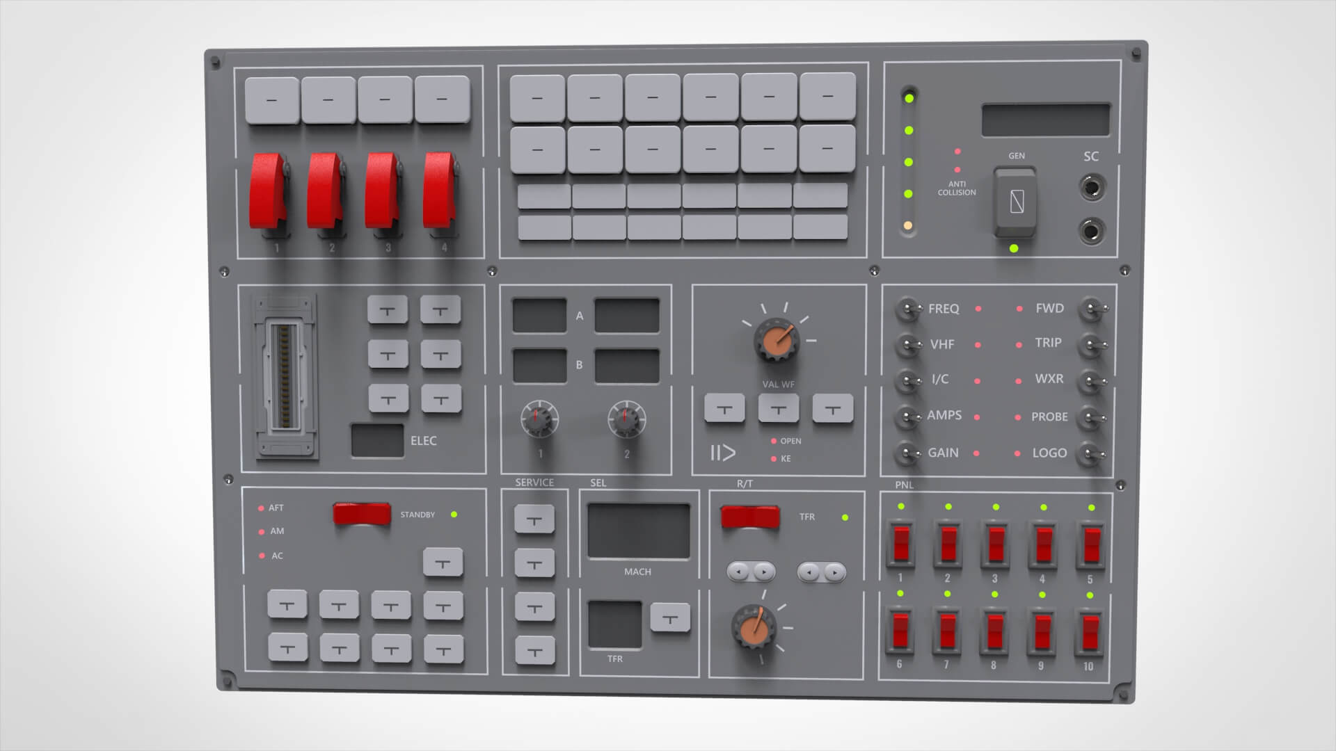 Dashboard 3 Control Panel With Buttons and Knobs - 3D Model by Chtazi
