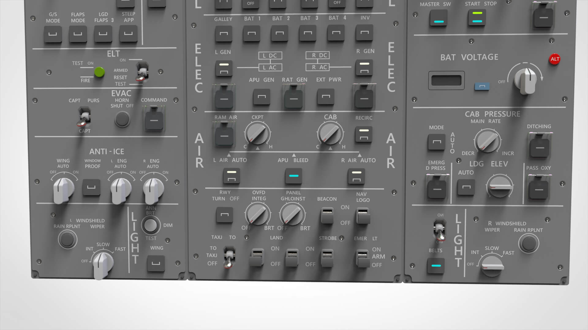 Dashboard 3 Control Panel With Buttons and Knobs - 3D Model by Chtazi