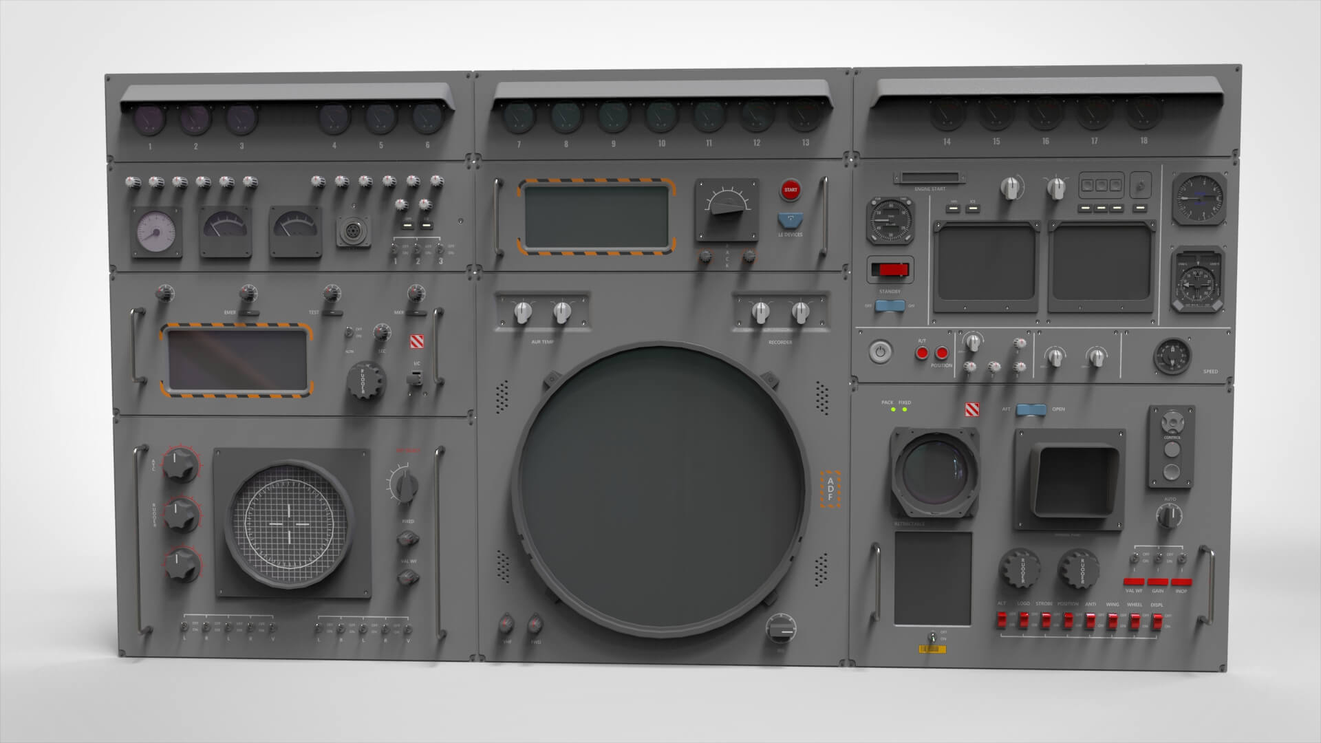 Dashboard 3 Control Panel With Buttons and Knobs - 3D Model by Chtazi