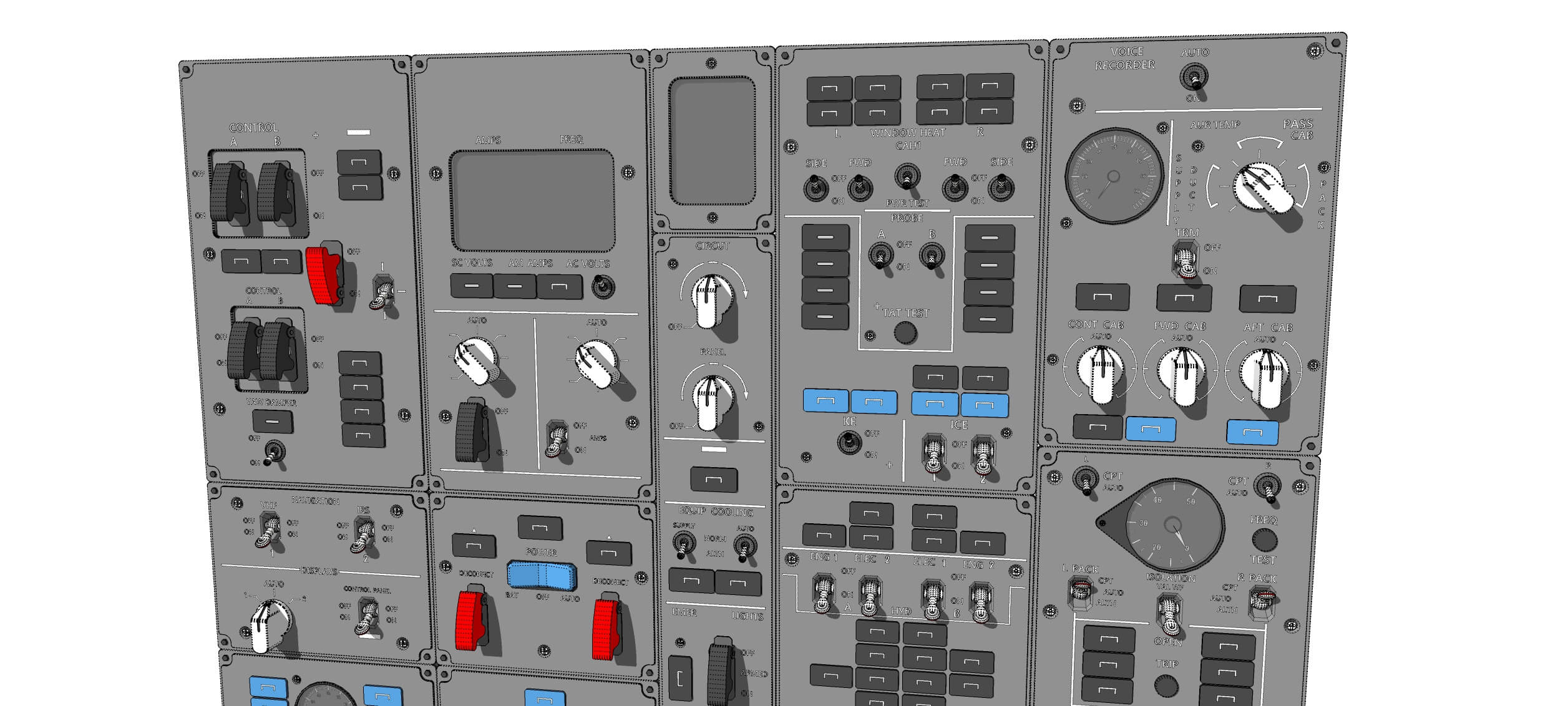 Dashboard 3 Control Panel With Buttons and Knobs - 3D Model by Chtazi
