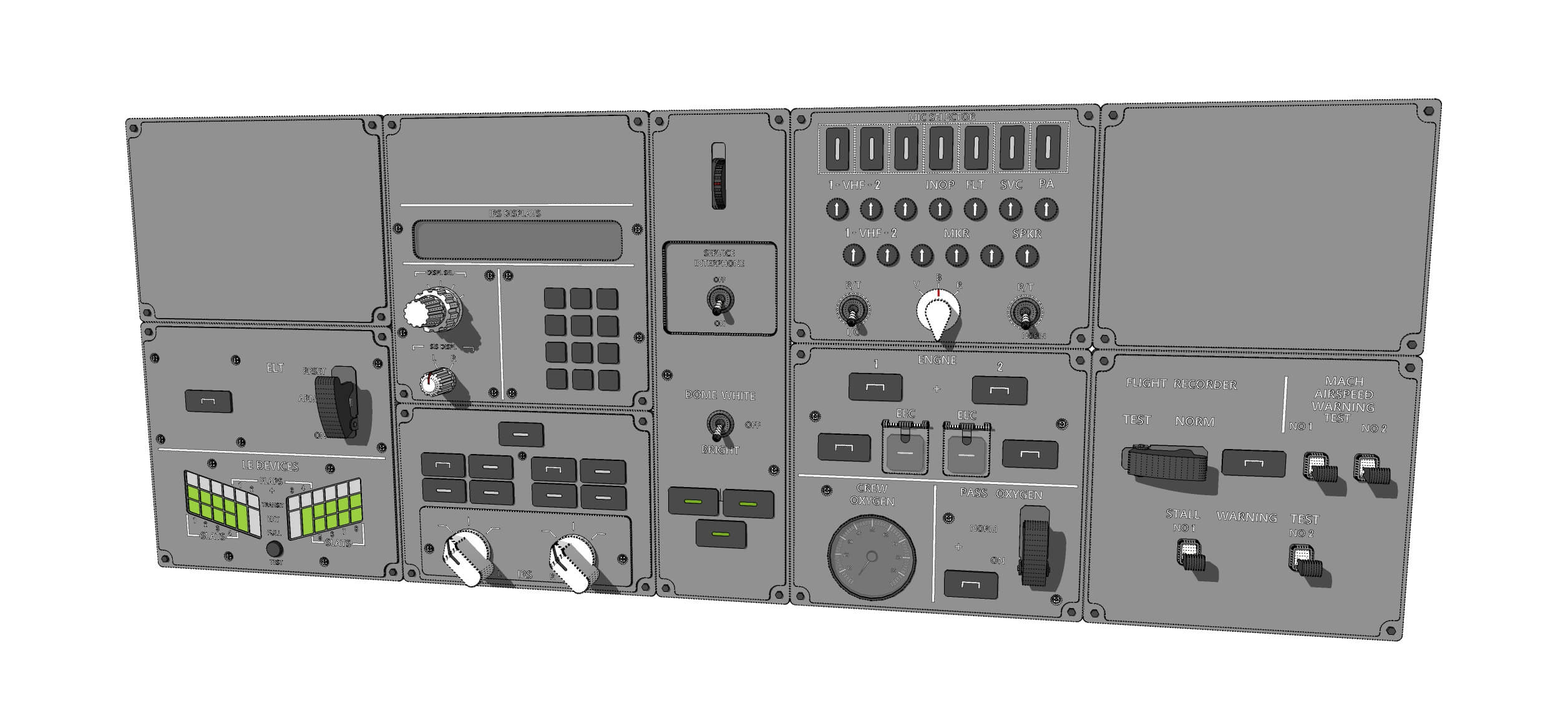Dashboard 3 Control Panel With Buttons and Knobs - 3D Model by Chtazi