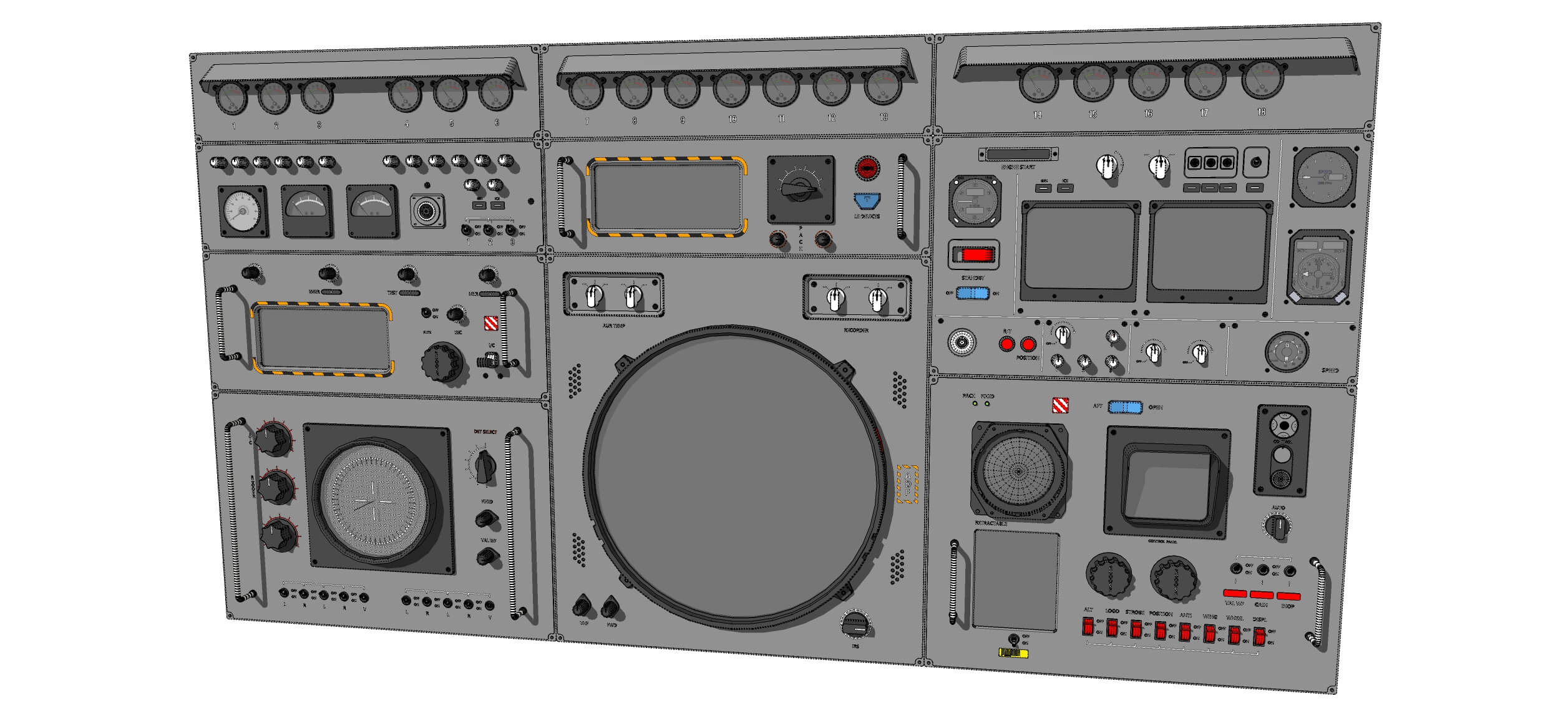 Dashboard 3 Control Panel With Buttons and Knobs - 3D Model by Chtazi