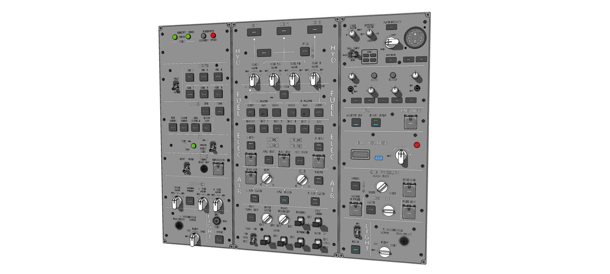 Dashboard 3 Control Panel With Buttons and Knobs - 3D Model by Chtazi