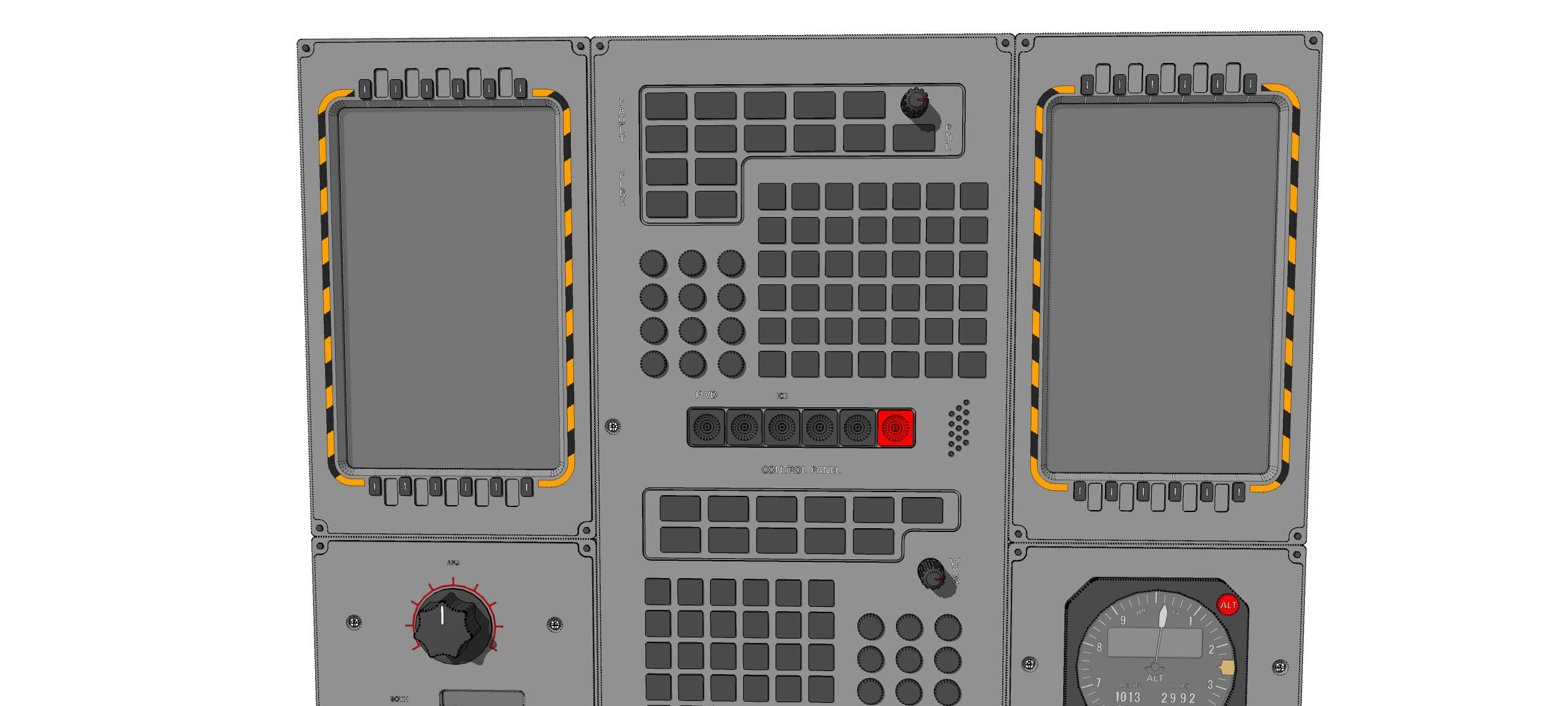 Dashboard 3 Control Panel With Buttons and Knobs - 3D Model by Chtazi
