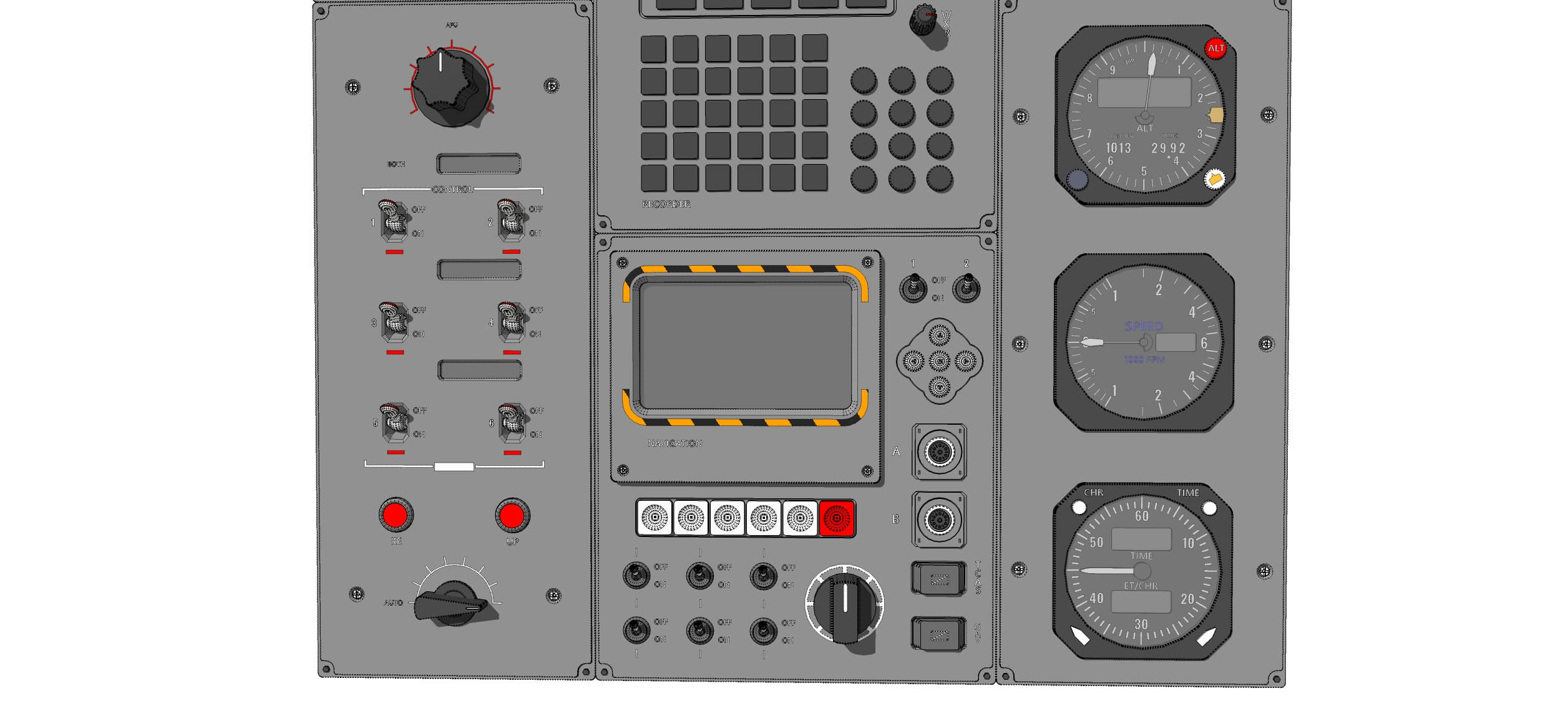 Dashboard 3 Control Panel With Buttons and Knobs - 3D Model by Chtazi