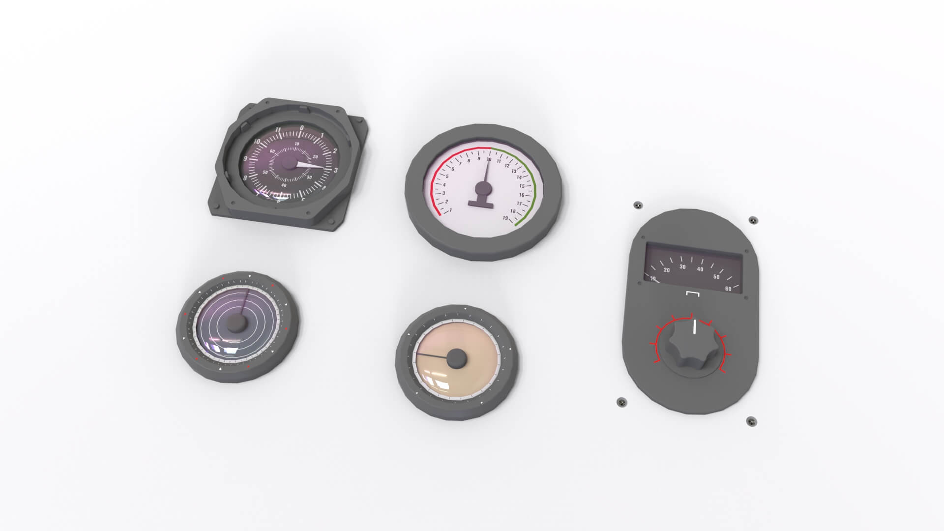 Dashboard 5 Control Panel With Buttons and Knobs - 3D Model by Chtazi