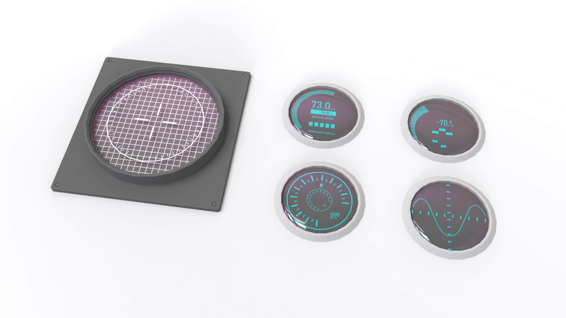 Dashboard 5 Control Panel With Buttons and Knobs - 3D Model by Chtazi