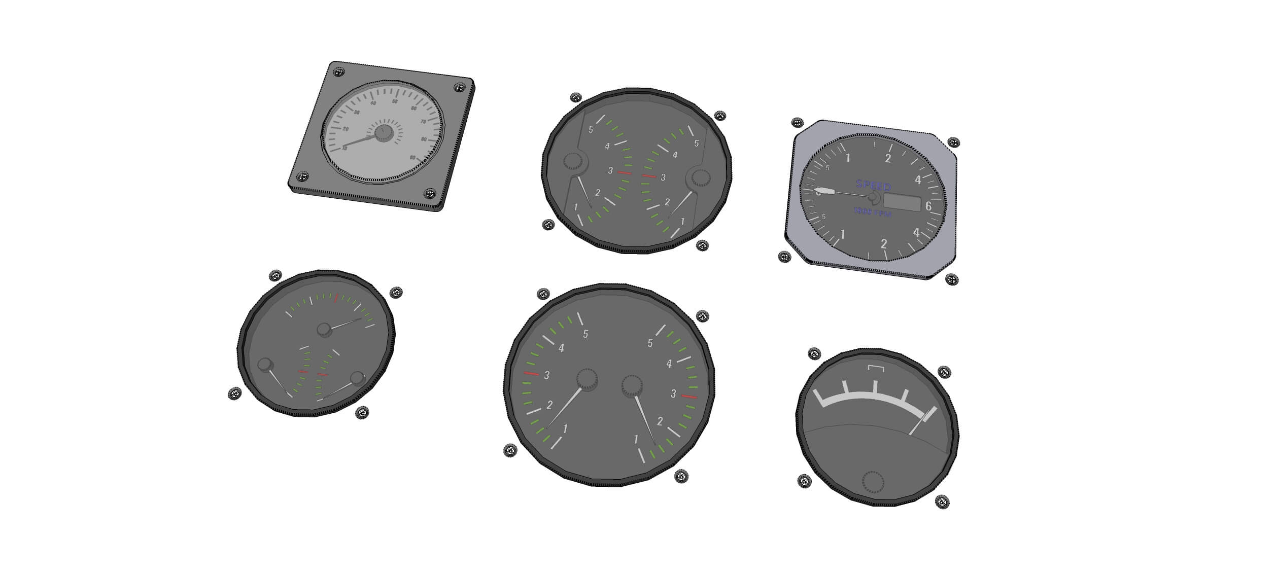 Dashboard 5 Control Panel With Buttons and Knobs - 3D Model by Chtazi