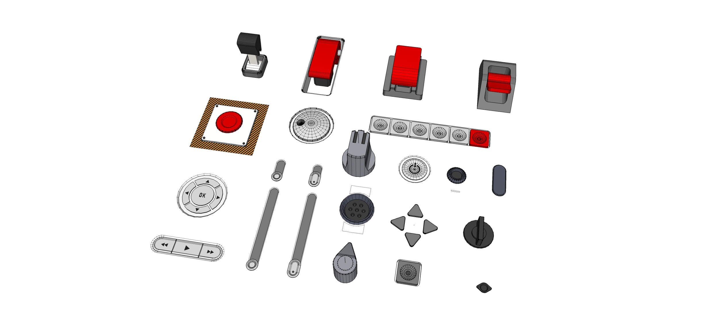 Dashboard 5 Control Panel With Buttons and Knobs - 3D Model by Chtazi