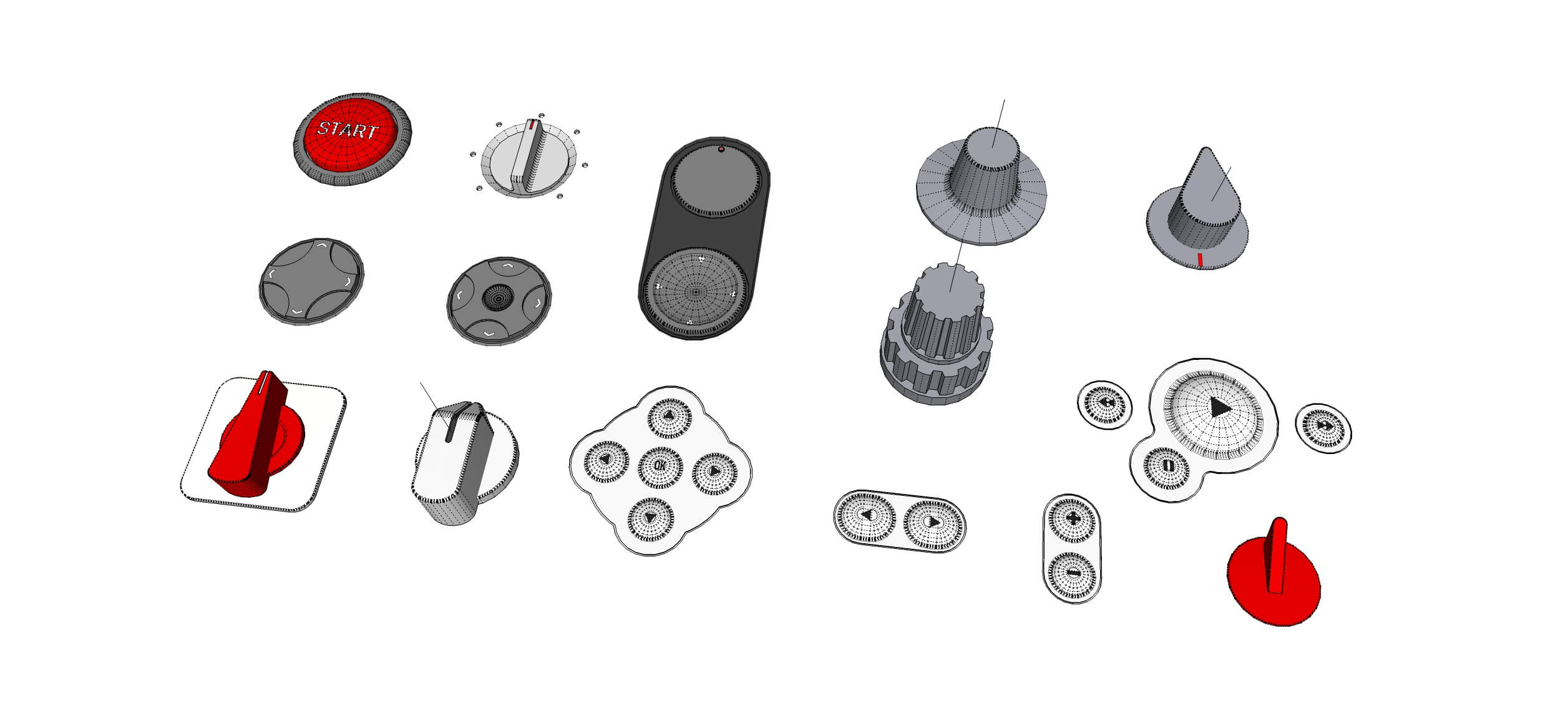 Dashboard 5 Control Panel With Buttons and Knobs - 3D Model by Chtazi