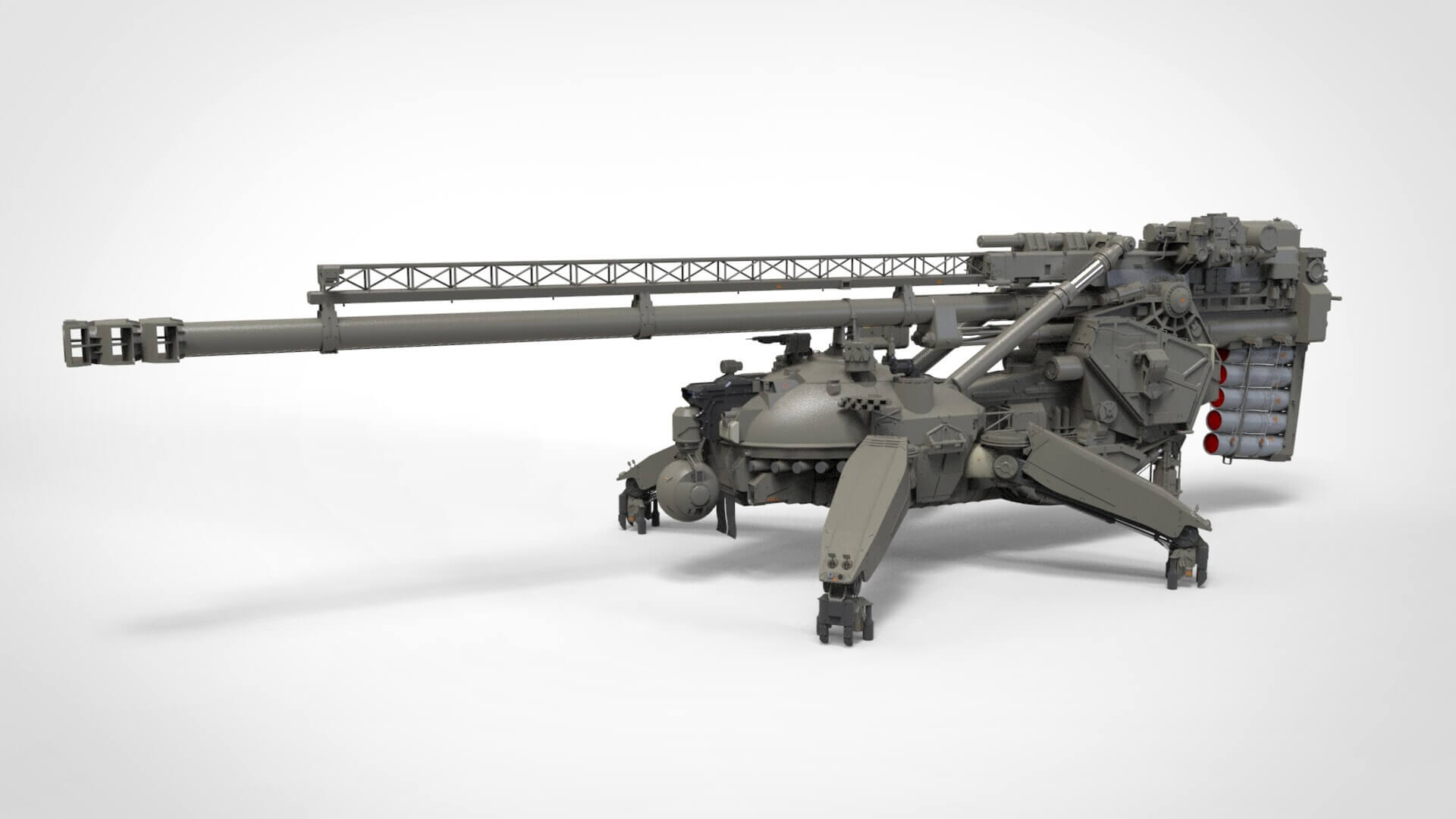 CANNON 380mm 3D Render, Digital Art by Chtazi