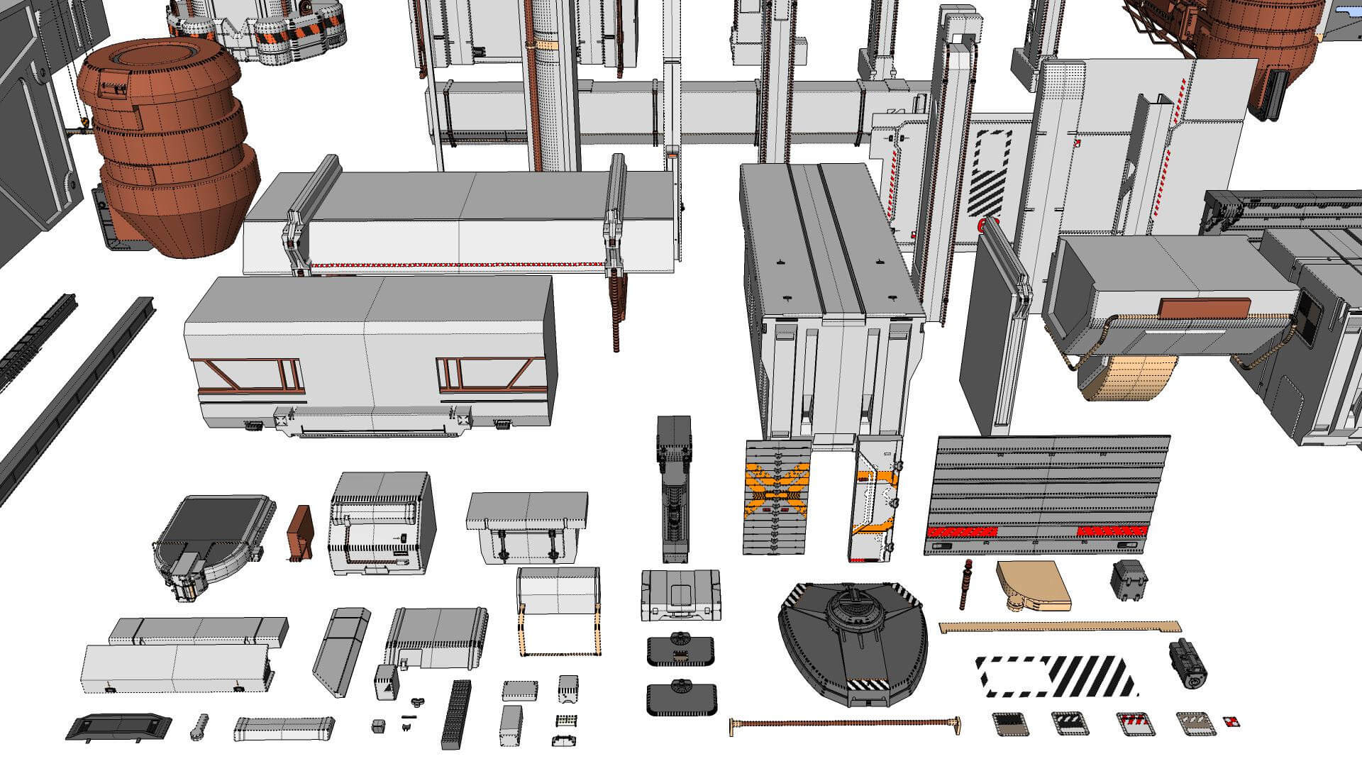 Sci-Fi Architecture Elements Collection 12 3D Model by Chtazi
