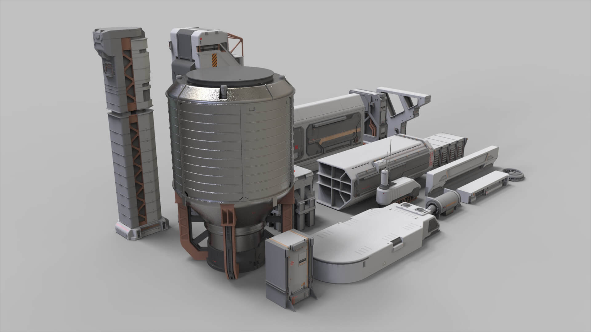 Sci-Fi Architecture Kitbash 10 3D Model by Chtazi