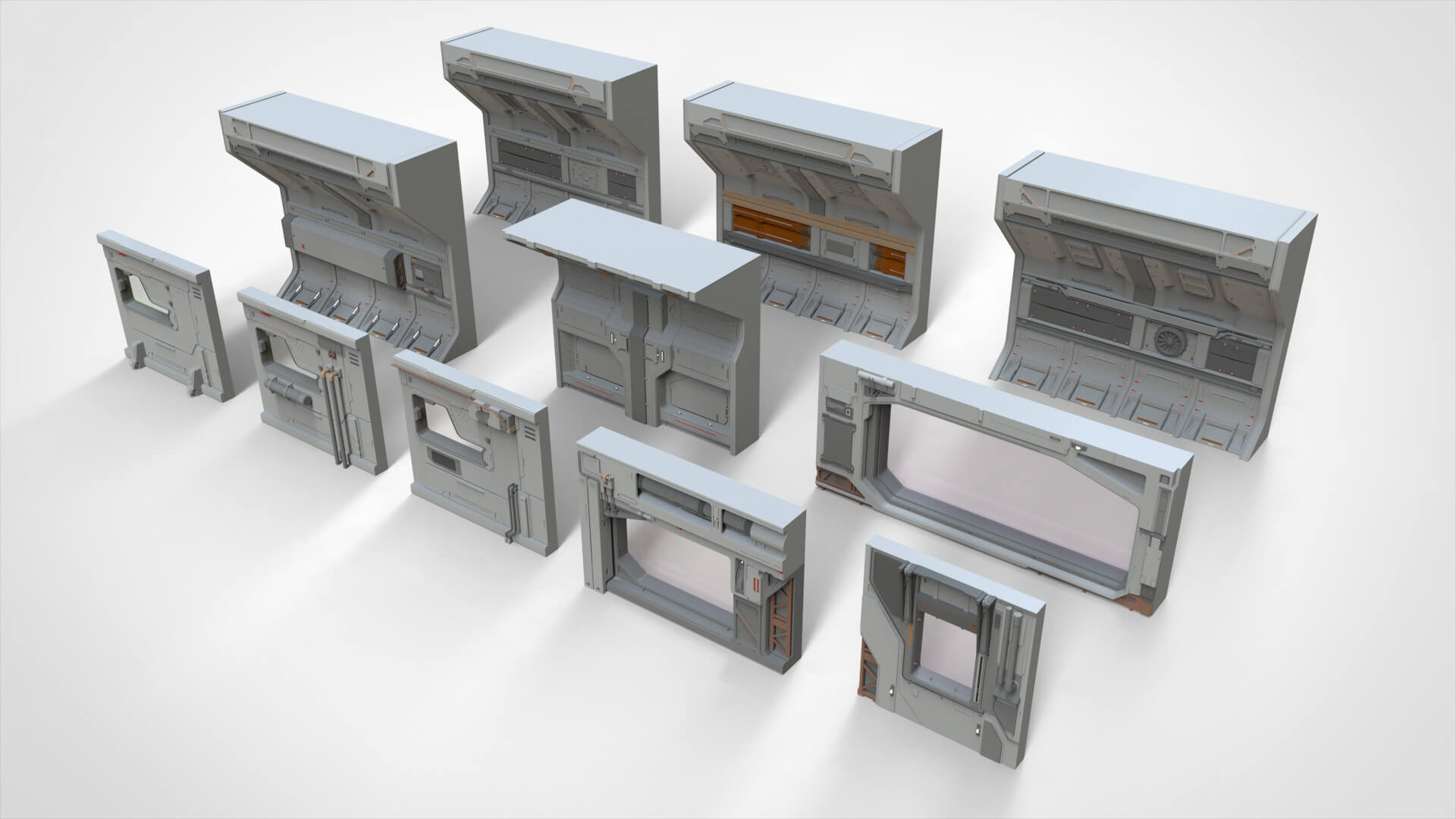 Sci-Fi Architecture Kitbash 13 3D Model by Chtazi