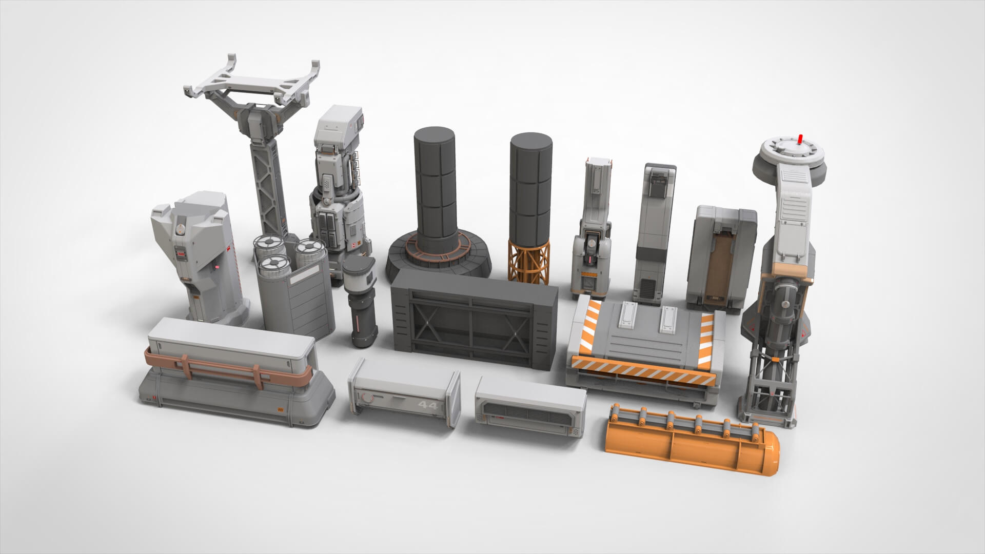 Sci-Fi Architecture Kitbash 2 3D Model by Chtazi