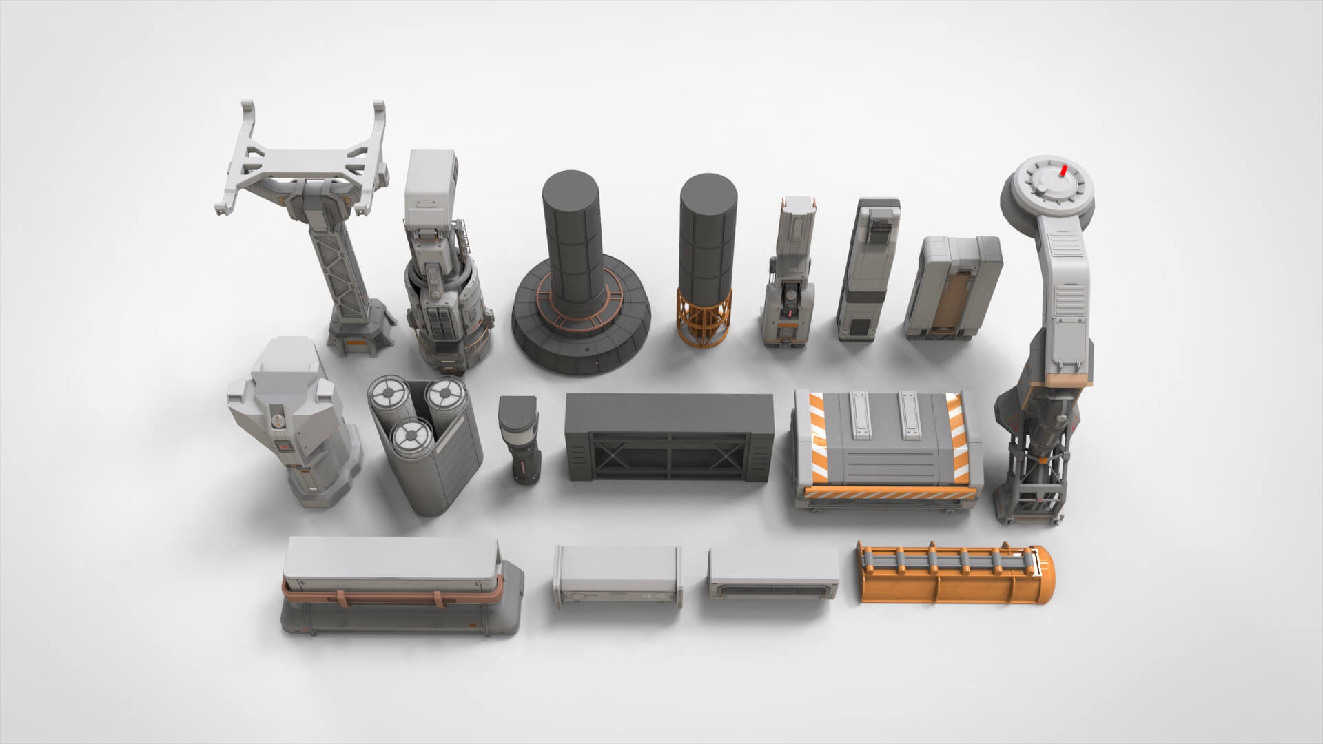 Sci-Fi Architecture Kitbash 2 3D Model by Chtazi