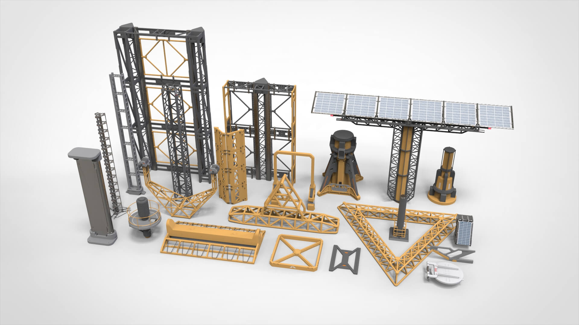 Sci-Fi Architecture Kitbash 43 3D Model by Chtazi