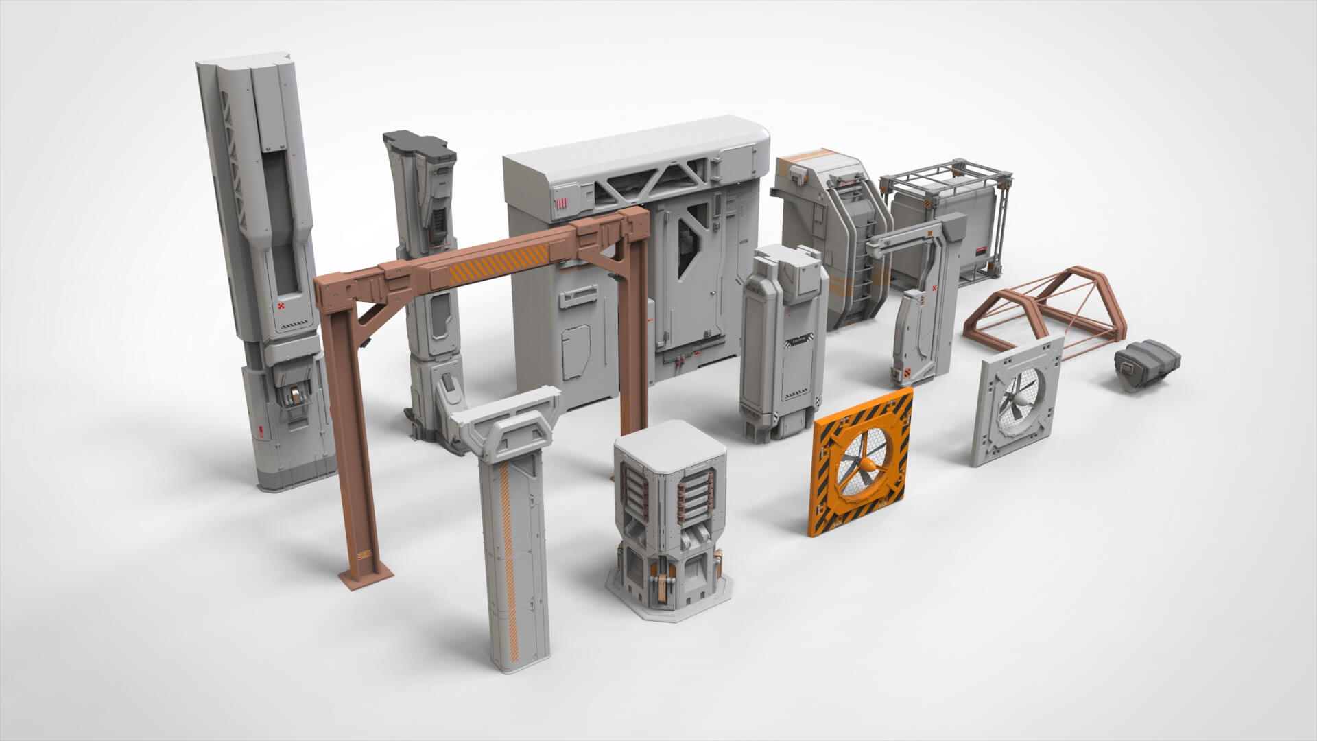 Sci-Fi Architecture Kitbash 7 - 3D Model by Chtazi