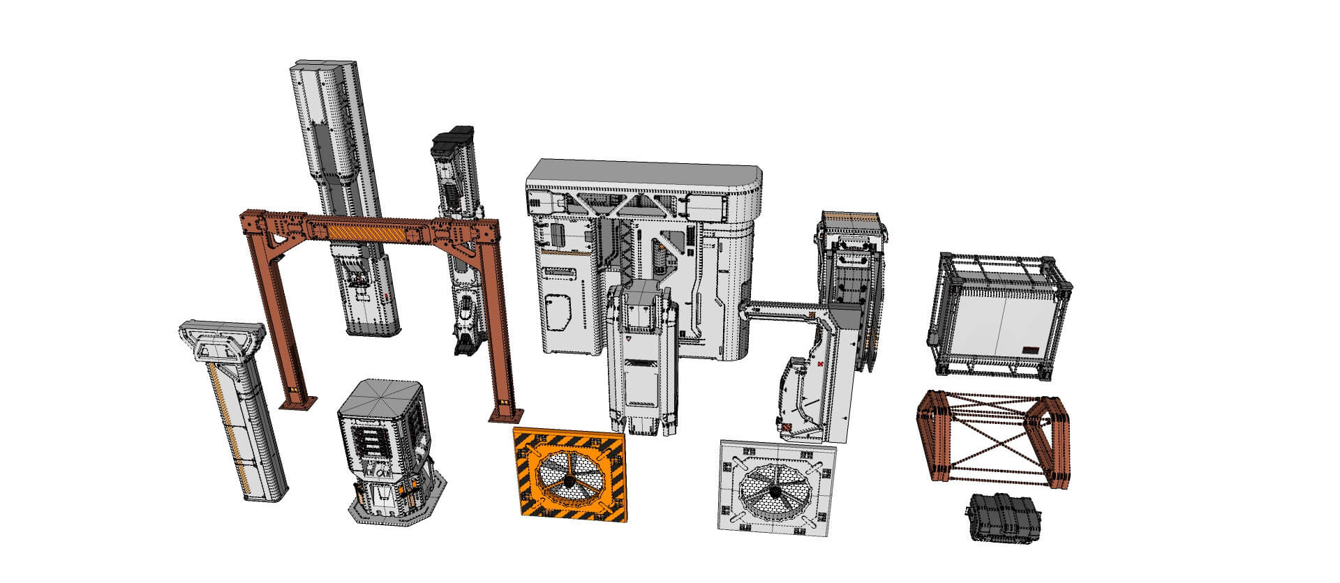 Sci-Fi Architecture Kitbash 7 3D Model by Chtazi