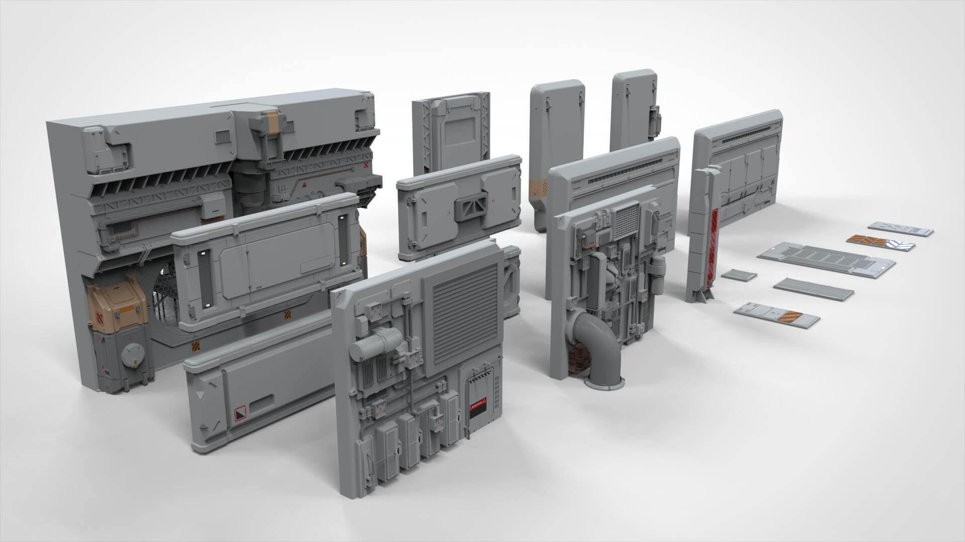 Sci-Fi Architecture Kitbash 8 - 3D Model by Chtazi