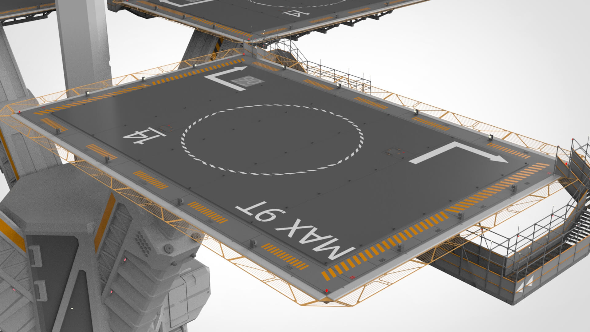 Sci-Fi Landing Platform 3 3D Model by Chtazi