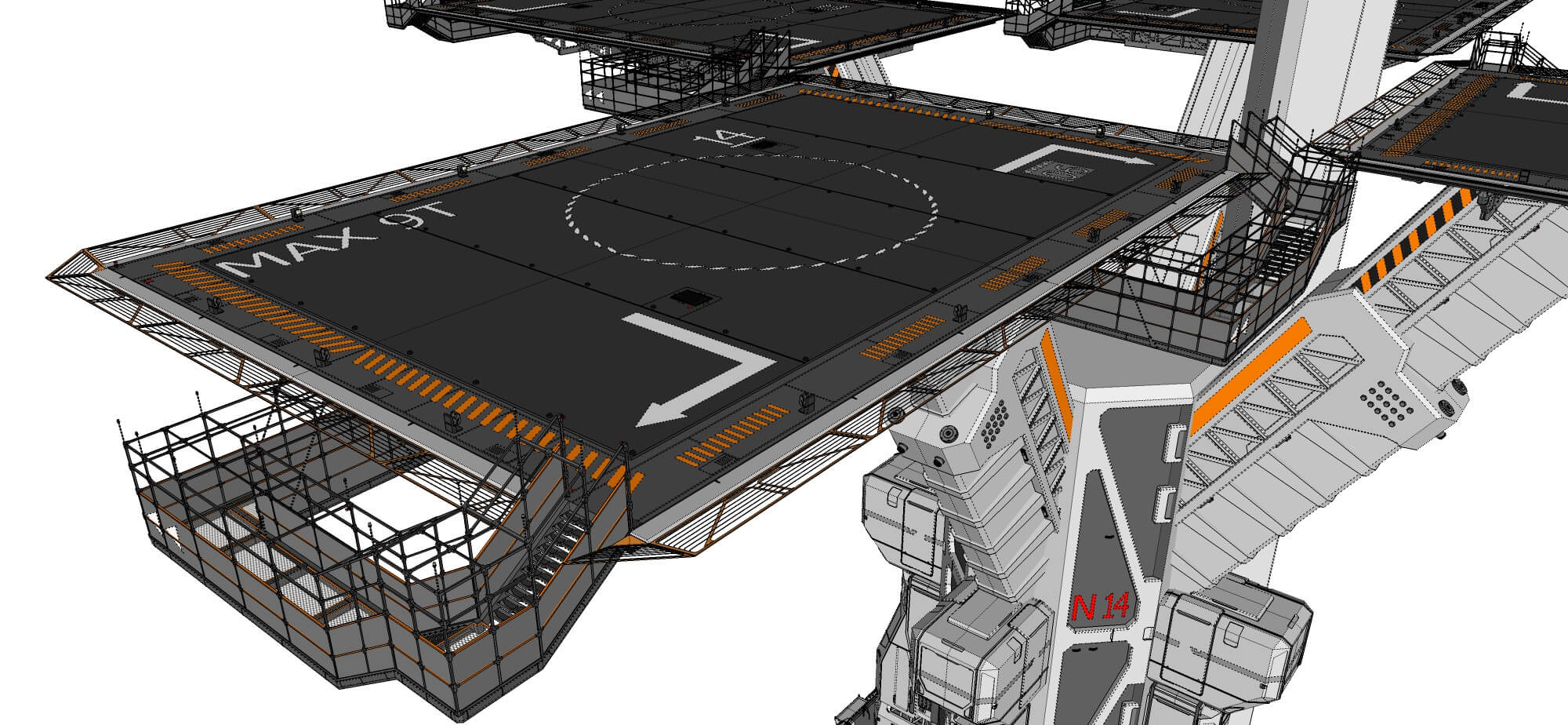 Sci-Fi Landing Platform 3 3D Model by Chtazi