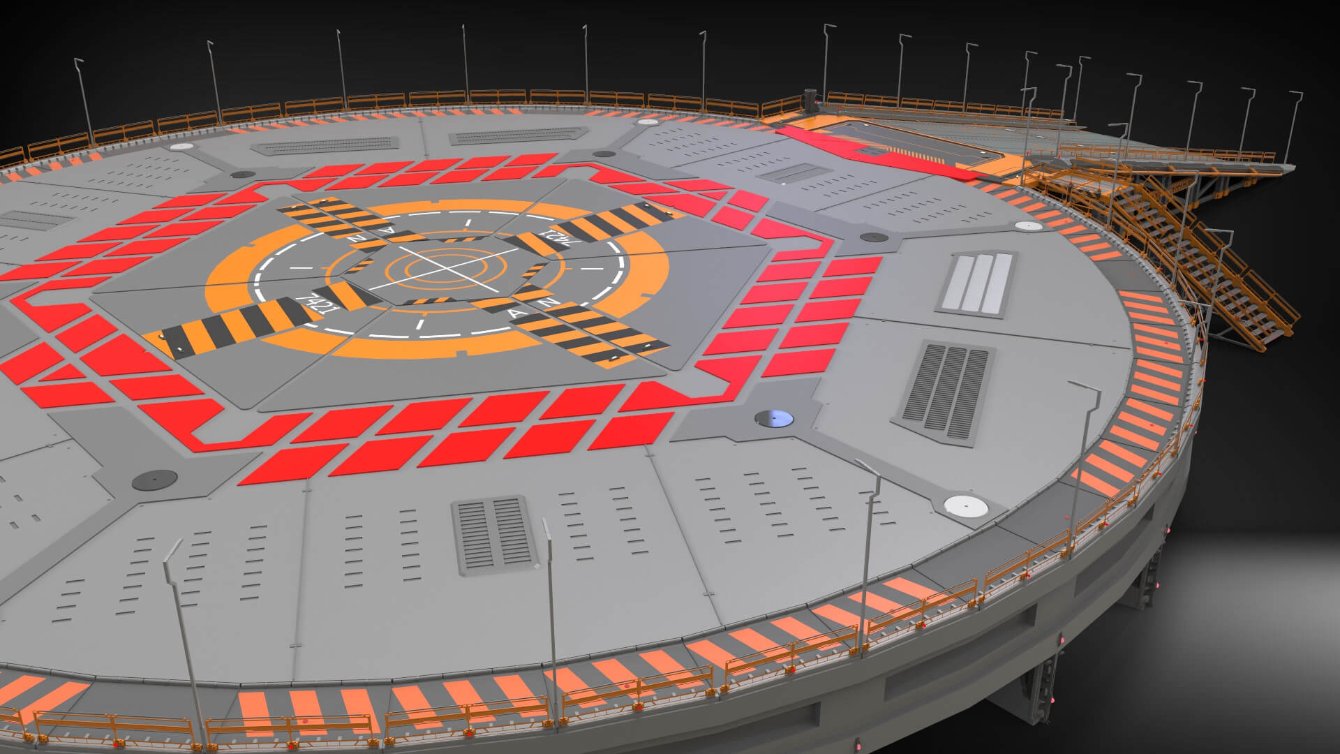 Sci-Fi Landing Platform 4 3D Model by Chtazi