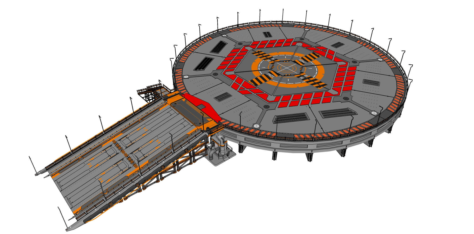 Sci-Fi Landing Platform 4 3D Model by Chtazi