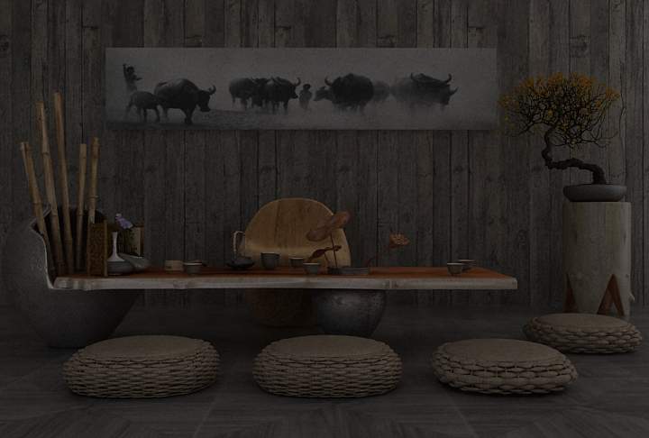 Chinese Style Tea Table Set - Free 3D Model by chuanmao