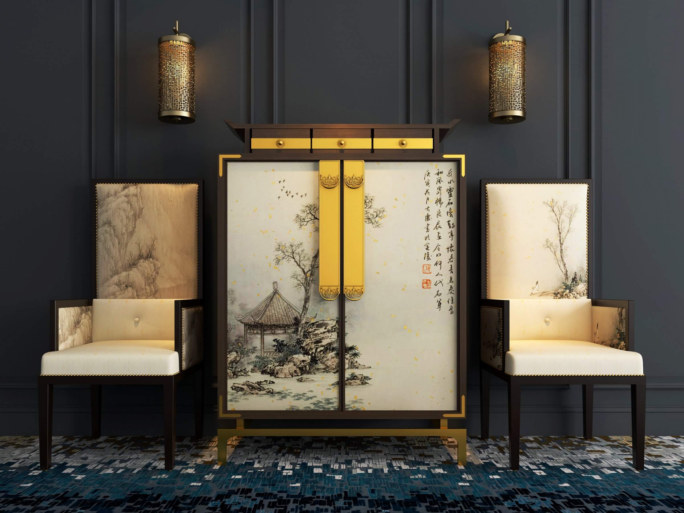 Chinese Style Tea Table Set - 3D Model by chuanmao