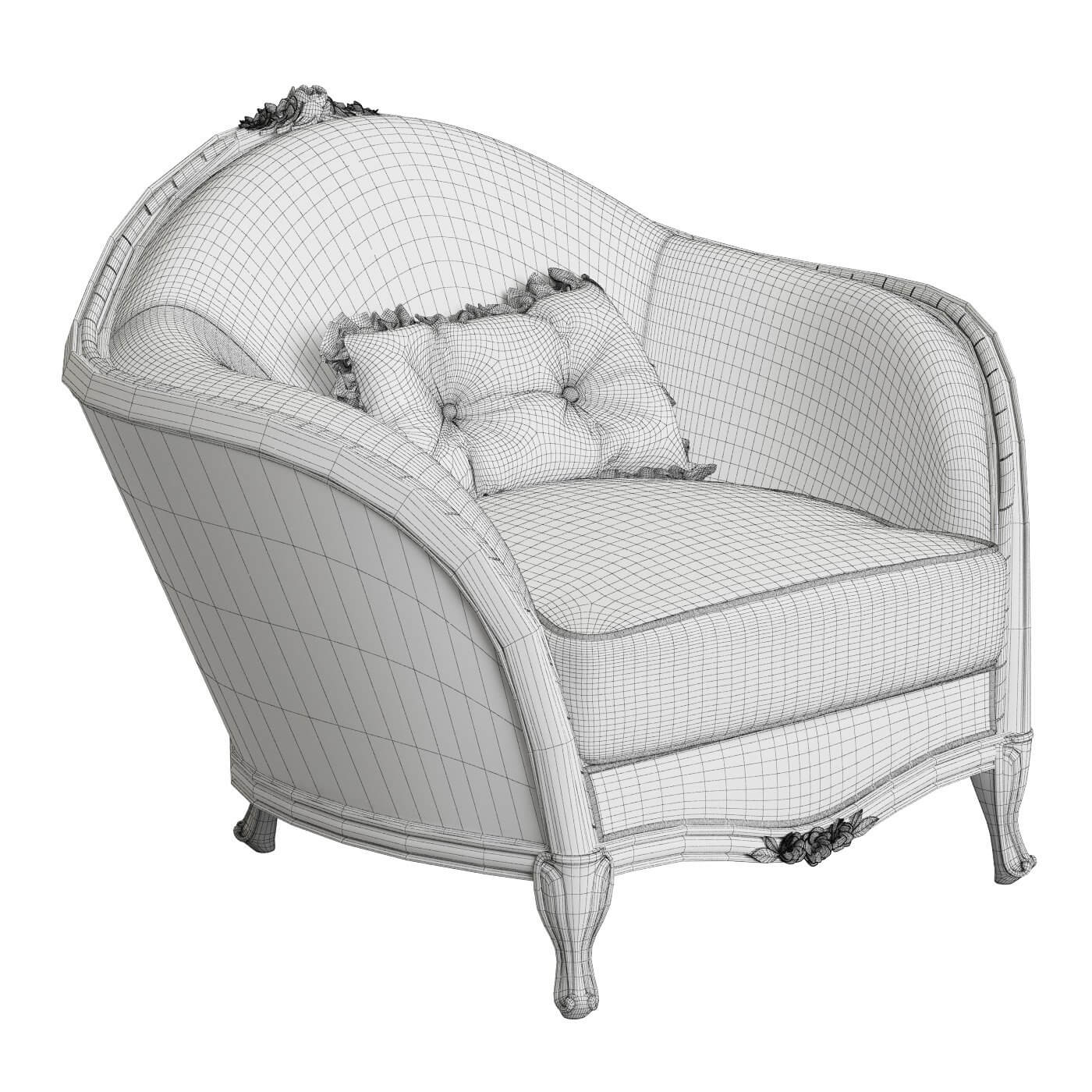 European Style Luxury Armchair - 3D Model by chuanmao