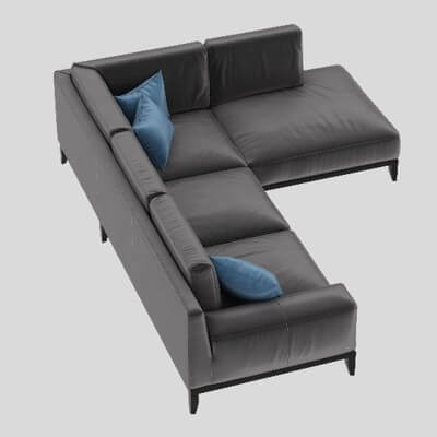 Modern Luxury Leather Sofa - 3D Model by chuanmao