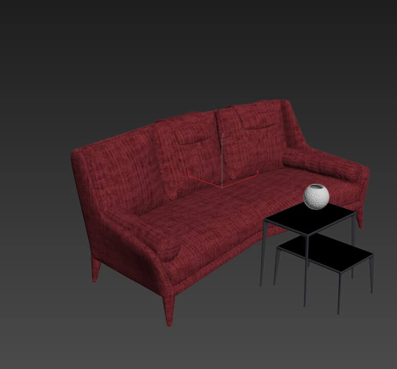 Modern Luxury Red Fabric Sofa - 3D Model by chuanmao