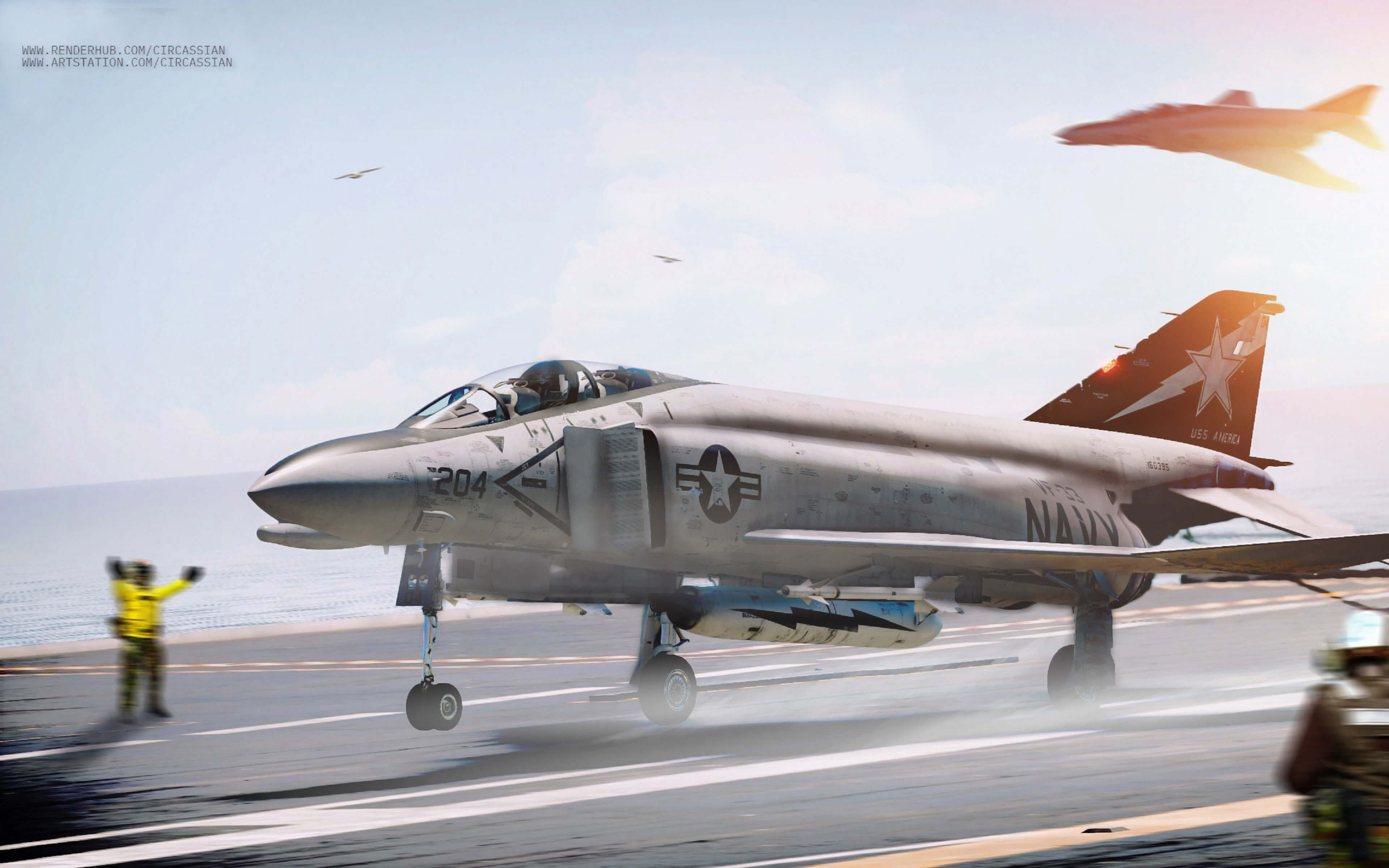 F-4B Phantom II VF-33 Tarsiers USS America Vietnam War 3D Desktop HD ...